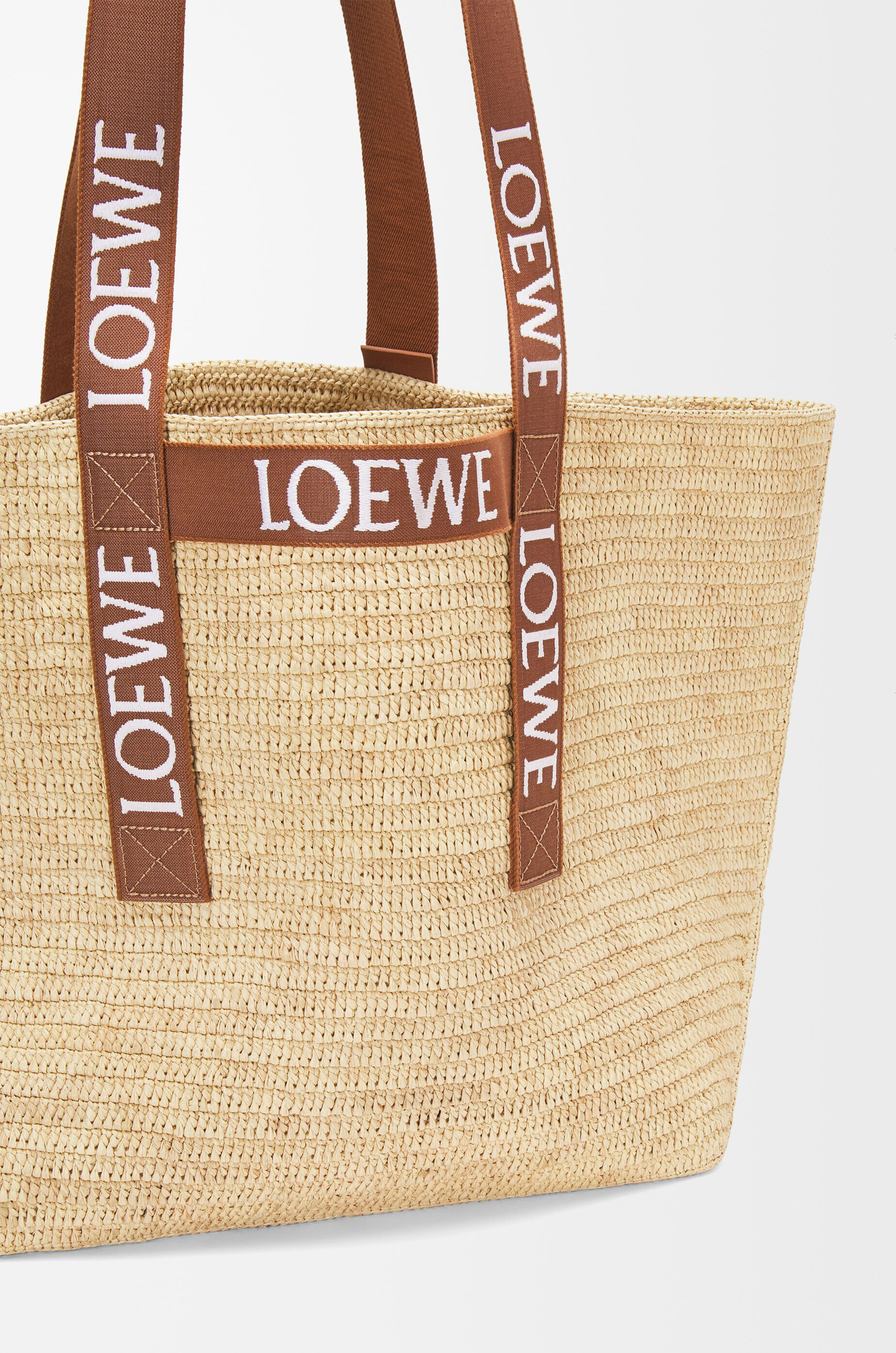 Fold Shopper in raffia Natural/Tan - LOEWE