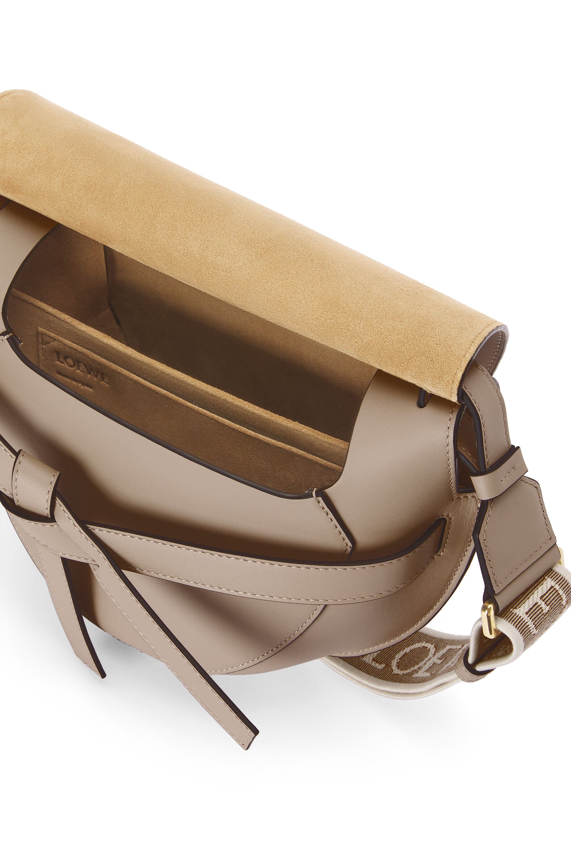 Small Gate bag in soft calfskin and jacquard Sand - LOEWE