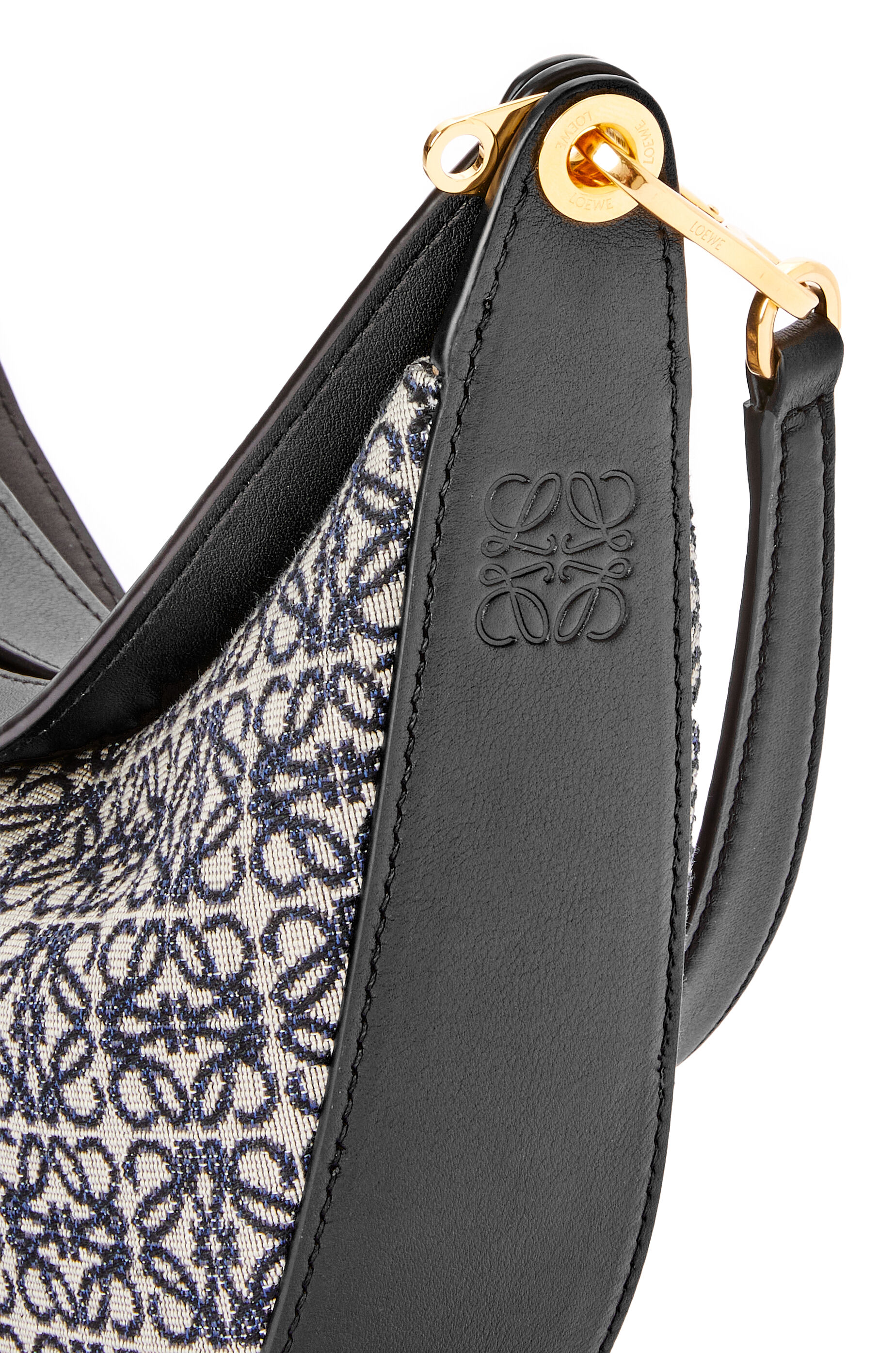 Small LOEWE Luna bag in Anagram jacquard and classic calfskin Navy ...