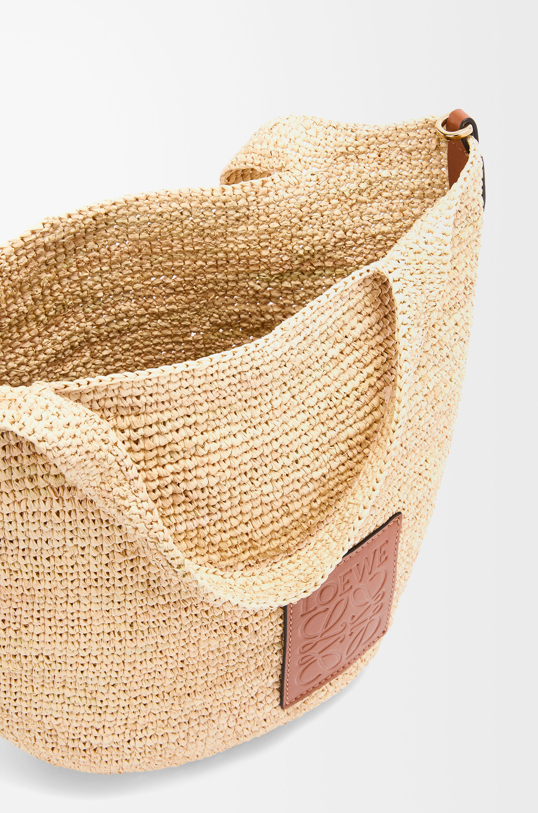 Mini Slit bag in raffia and calfskin Natural/Tan - LOEWE
