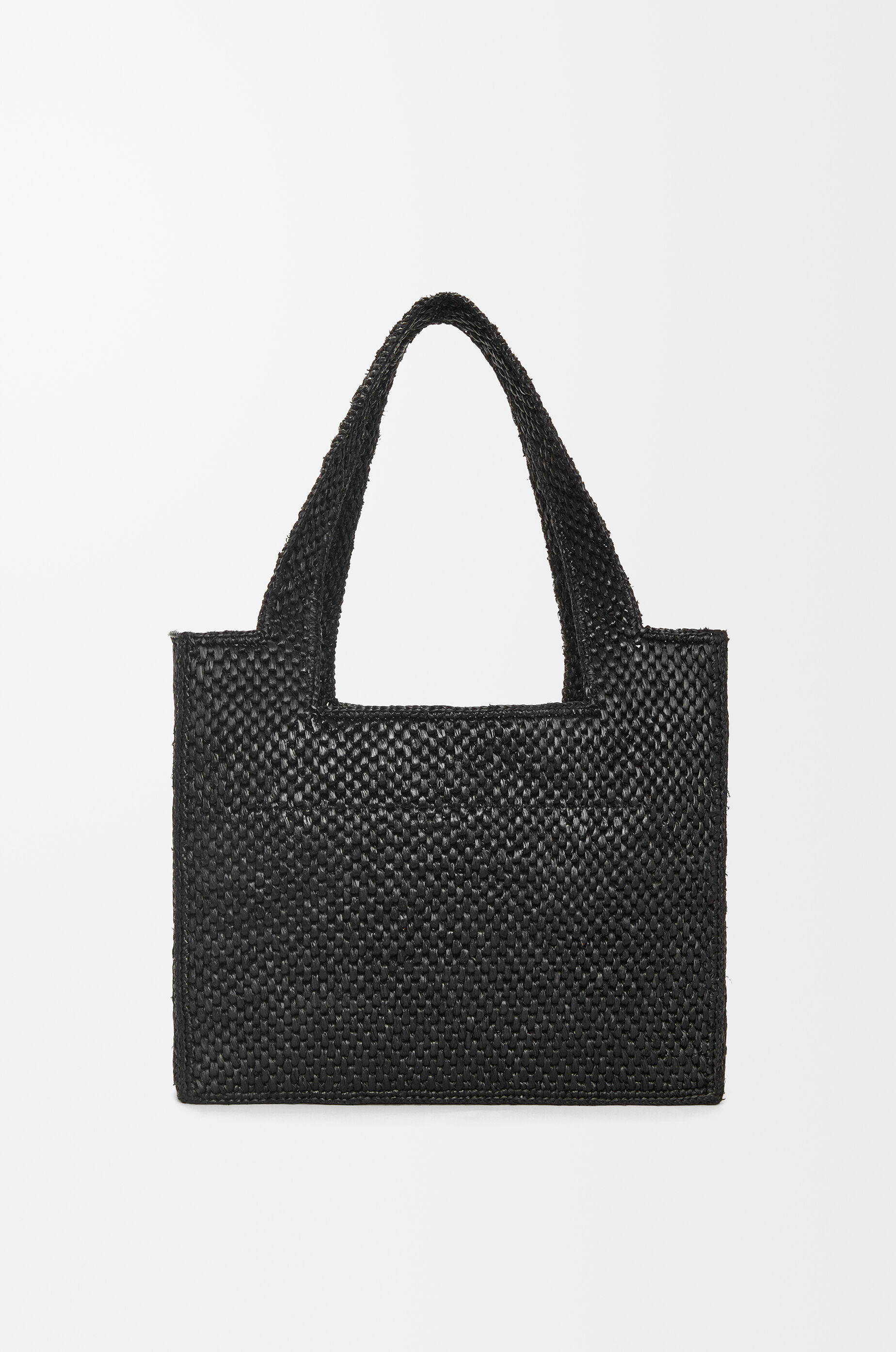 Medium LOEWE Font Tote in raffia Black - LOEWE