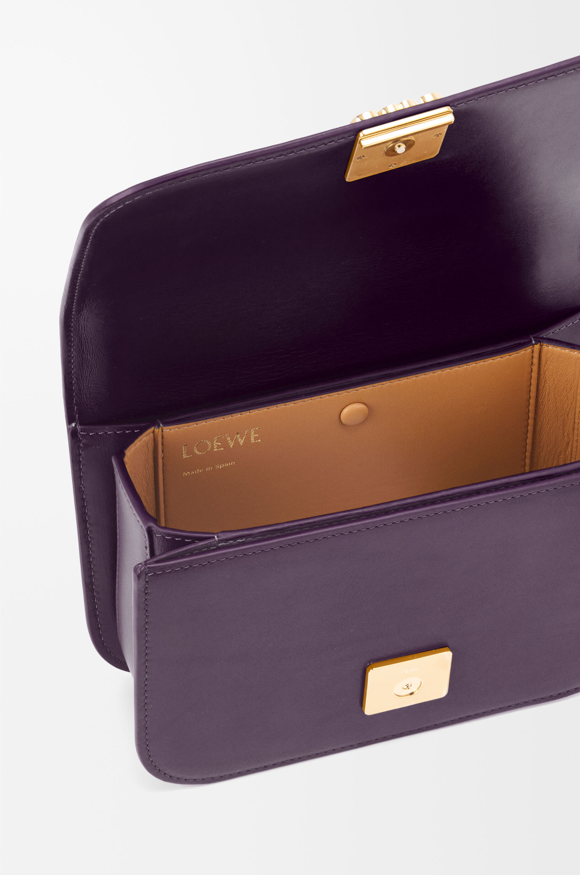 Small Goya bag in silk calfskin Deep Aubergine - LOEWE