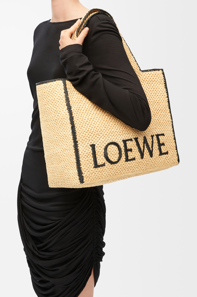 Large LOEWE Font tote in raffia Beige - LOEWE