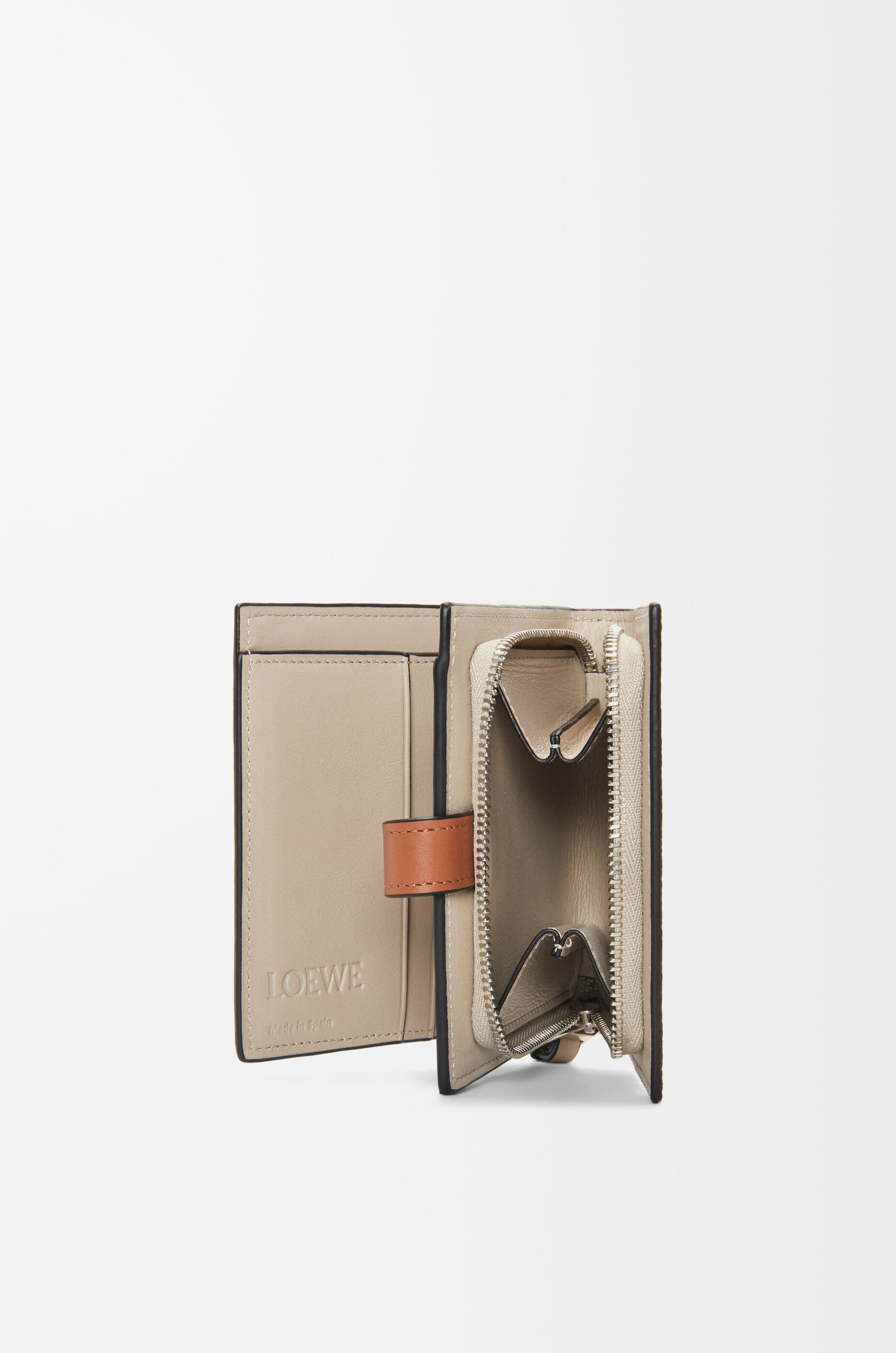 Compact zip wallet in soft grained calfskin Rosemary/Tan - LOEWE