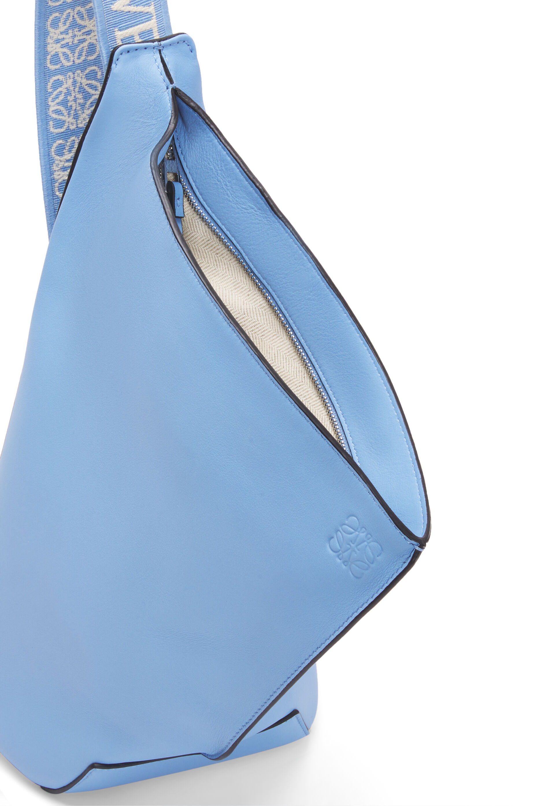 Anton Sling in supple smooth calf and jacquard Olympic Blue - LOEWE