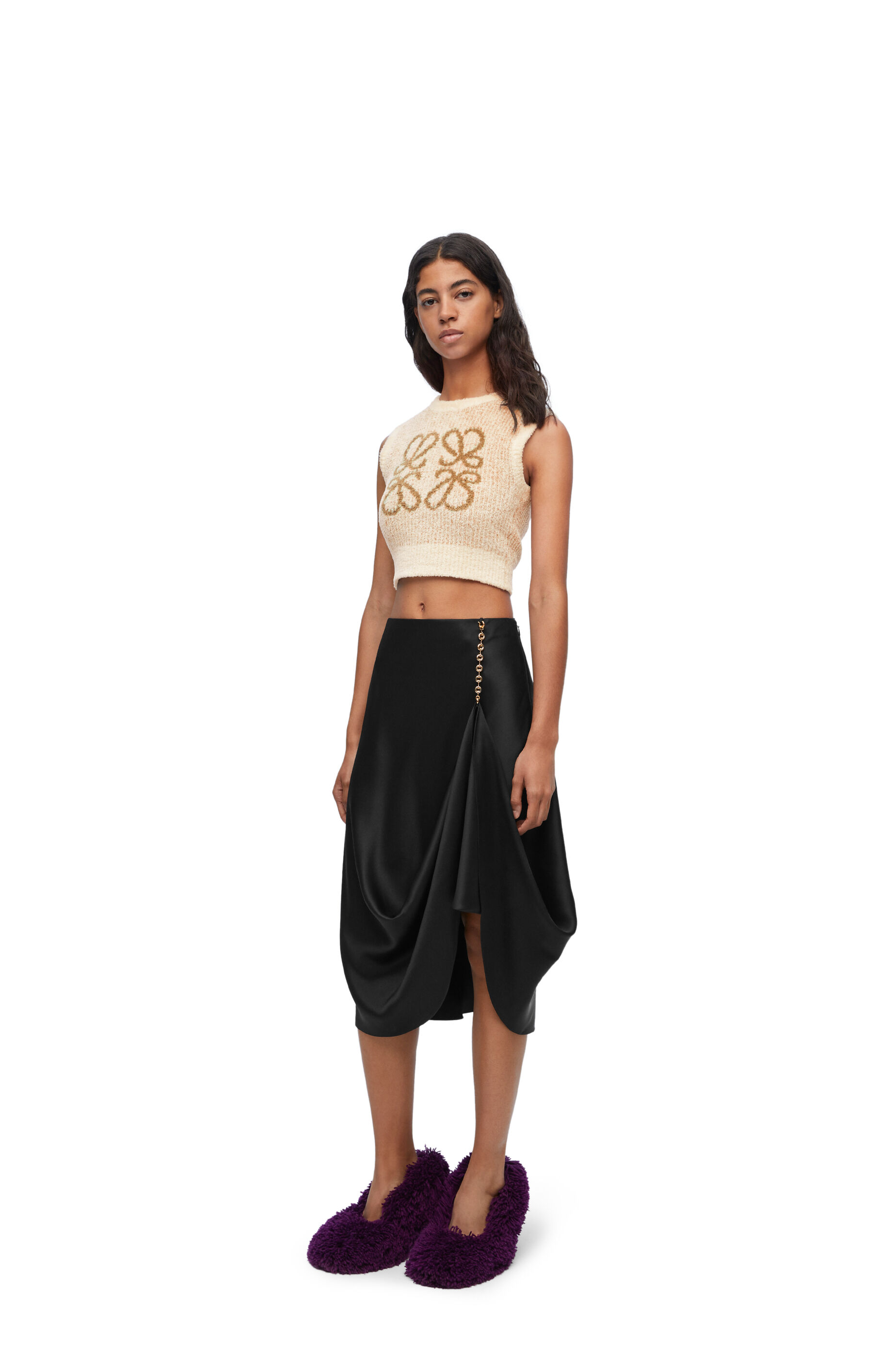 Chain skirt in silk Black - LOEWE