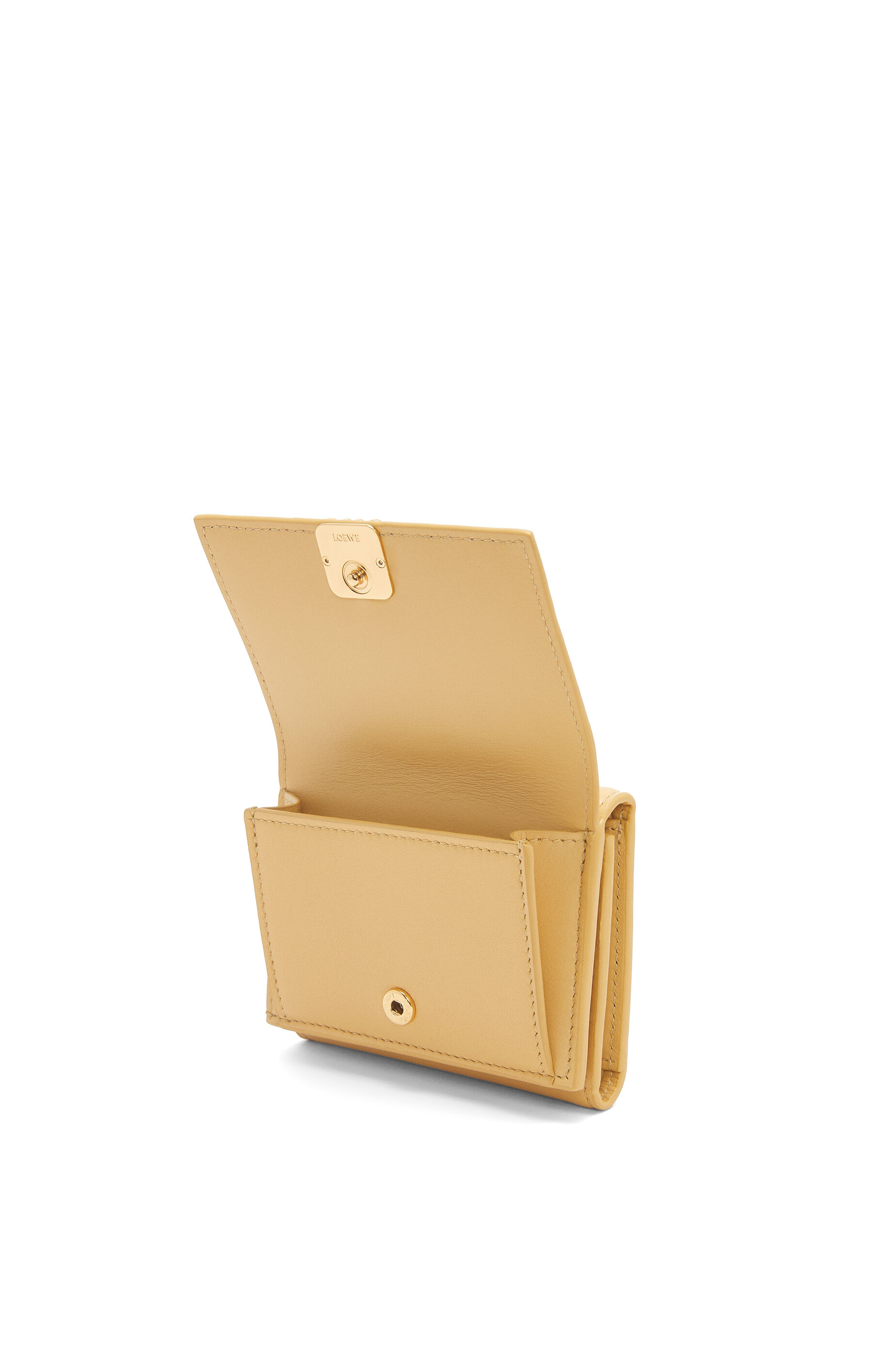 Puffer Anagram trifold wallet in shiny nappa calfskin Dark Butter - LOEWE