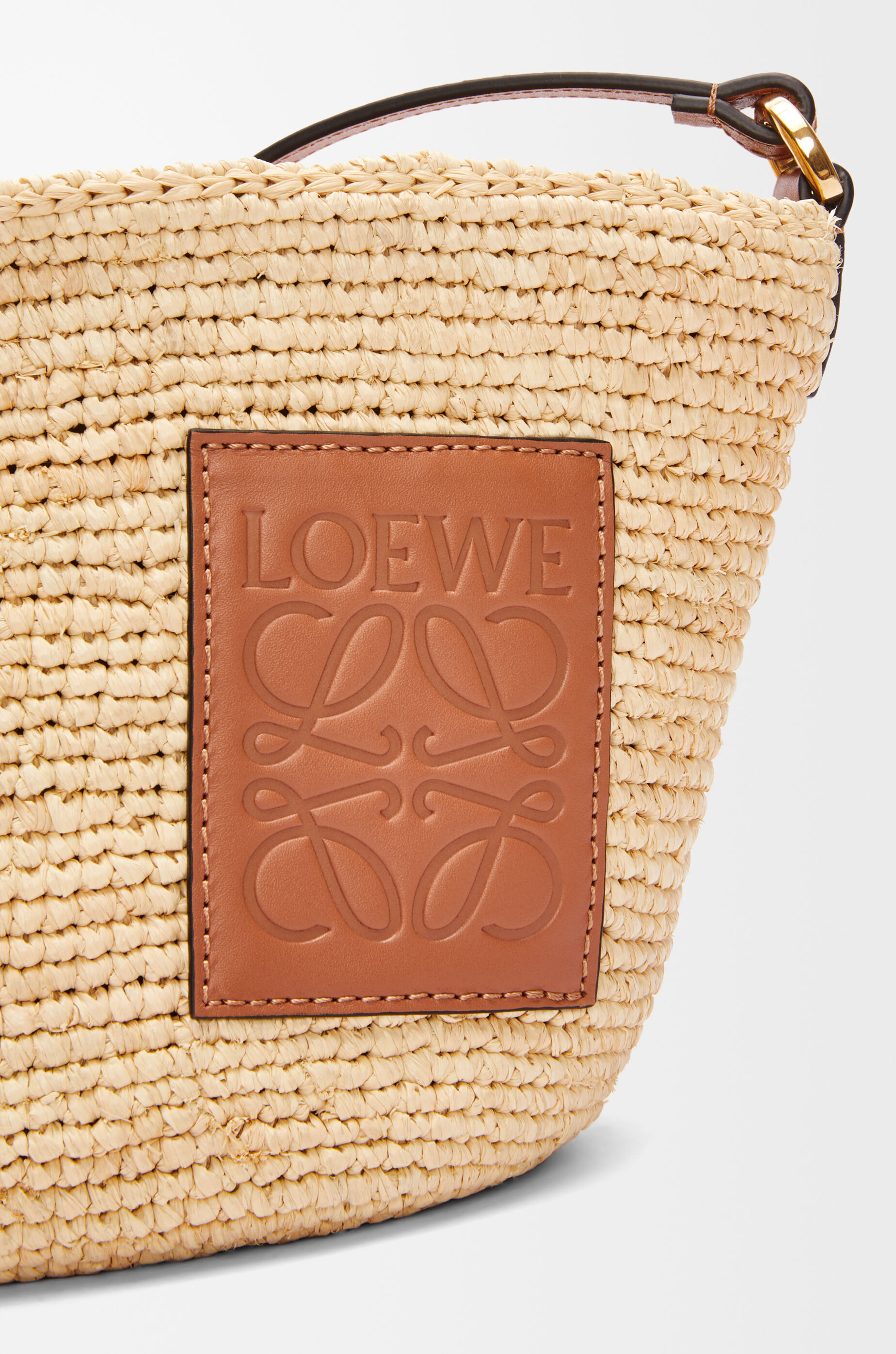 Bolso Slit pochette en rafia y piel de ternera Natural/Bronceado - LOEWE