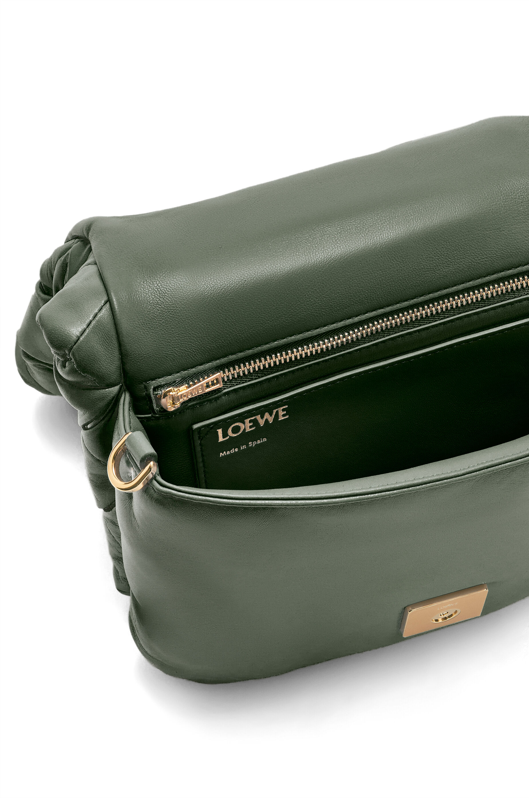 Puffer Goya in pleated shiny nappa lambskin Bottle Green - LOEWE