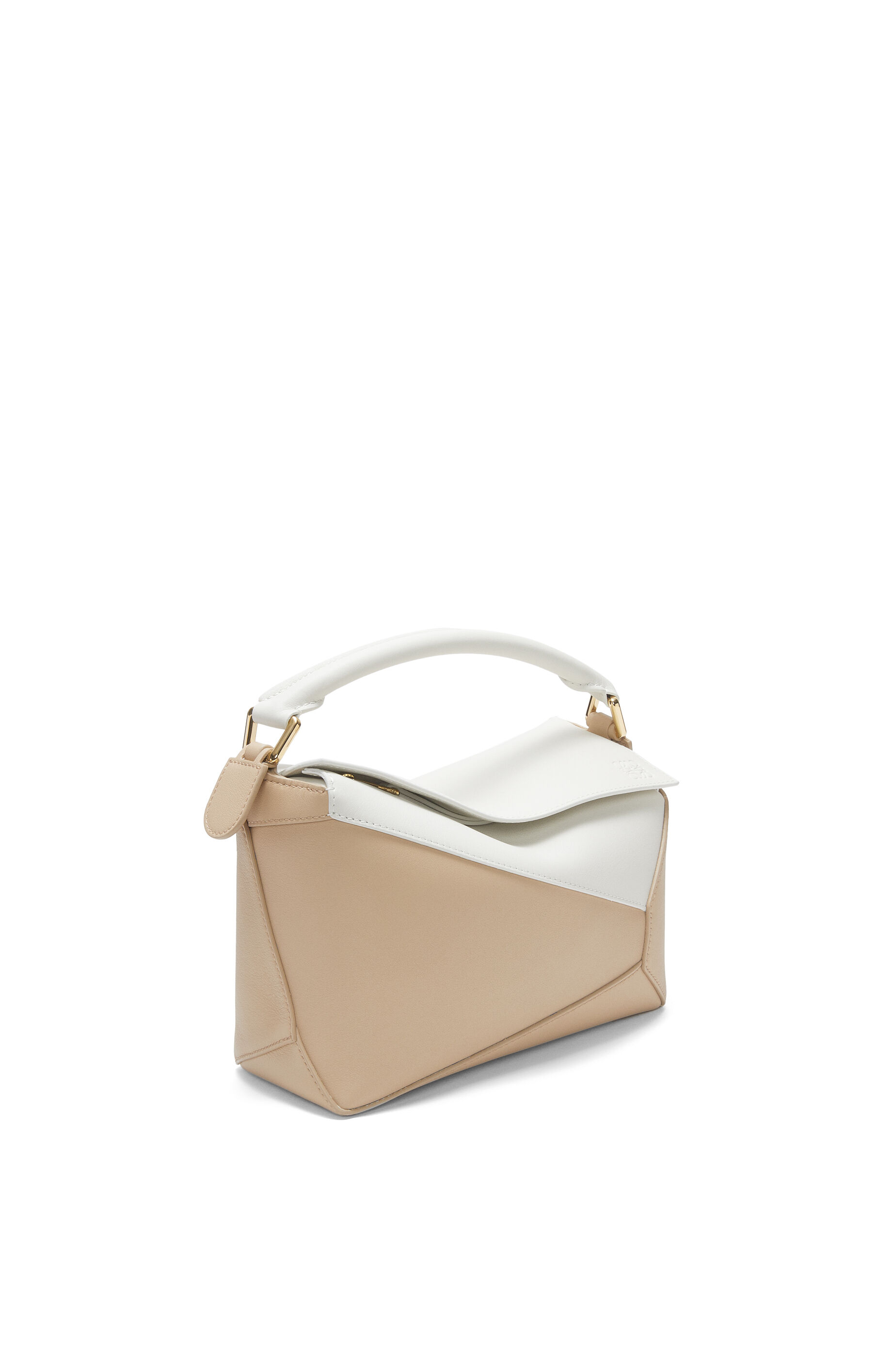 Small Puzzle bag in classic calfskin Soft White/Paper Craft - LOEWE