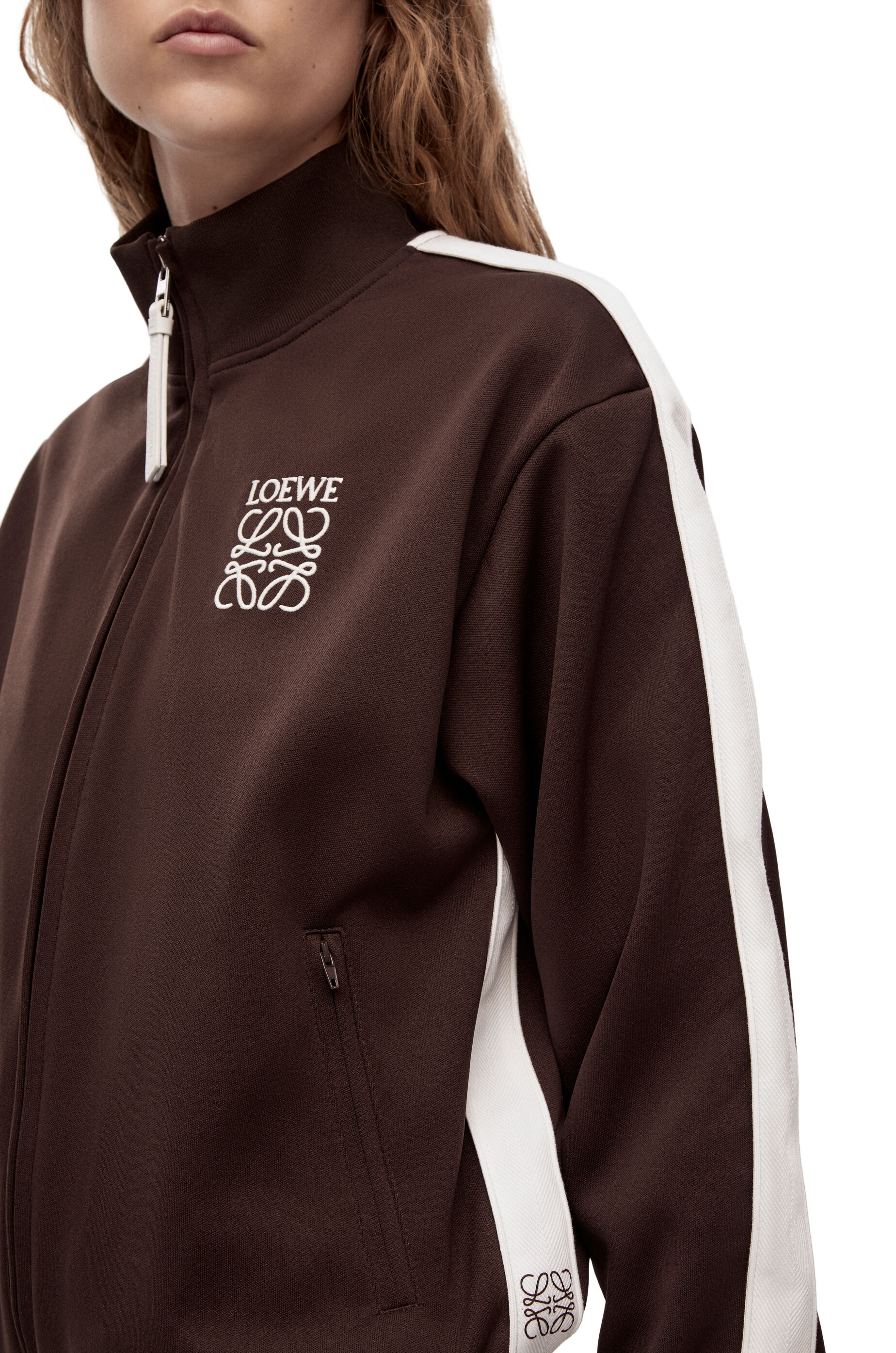 Tracksuit jacket in technical jersey Chocolate Brown - LOEWE