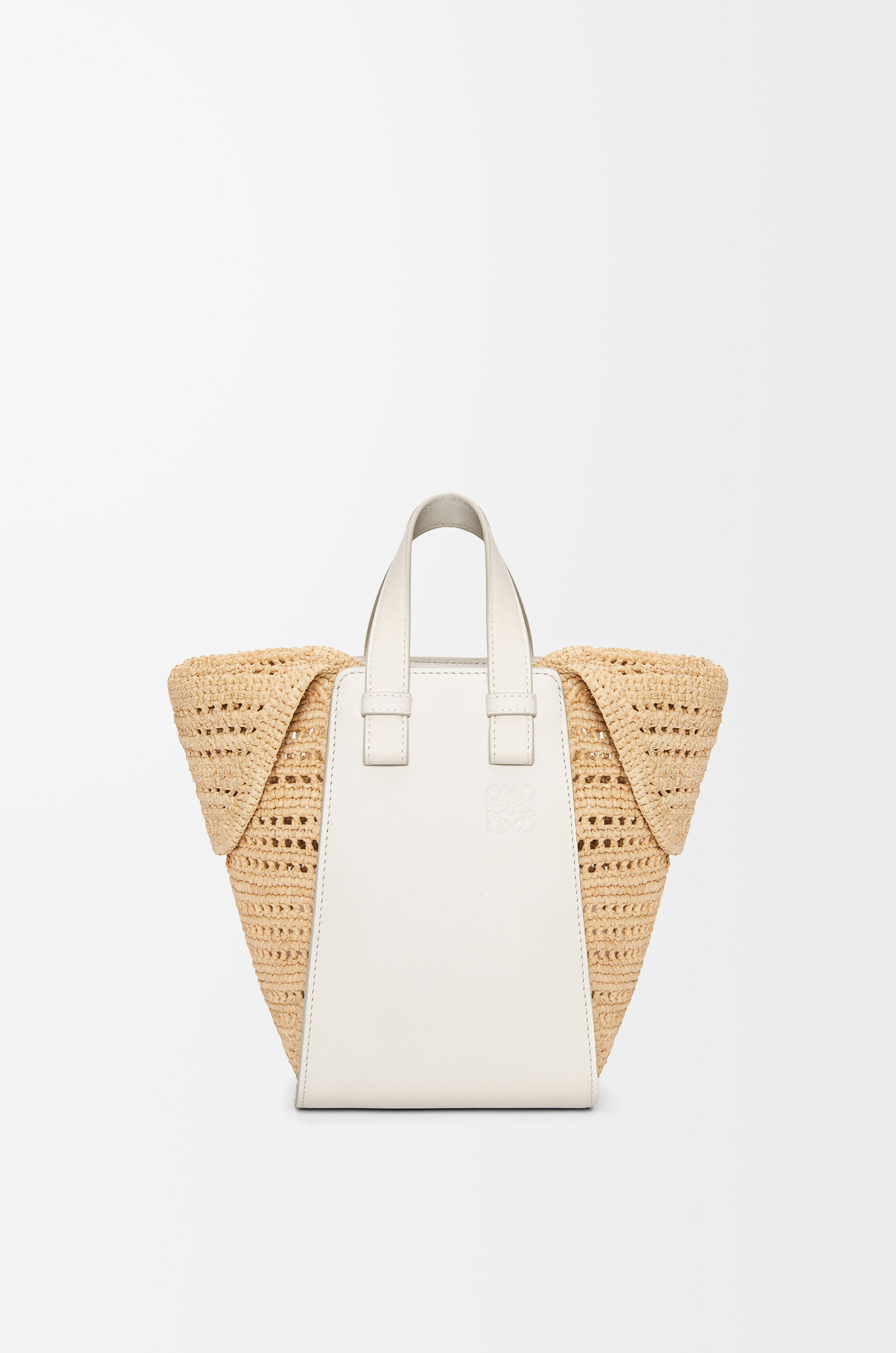 Bolso Hammock Compact en rafia y piel de ternera Blanco Suave/Natural ...