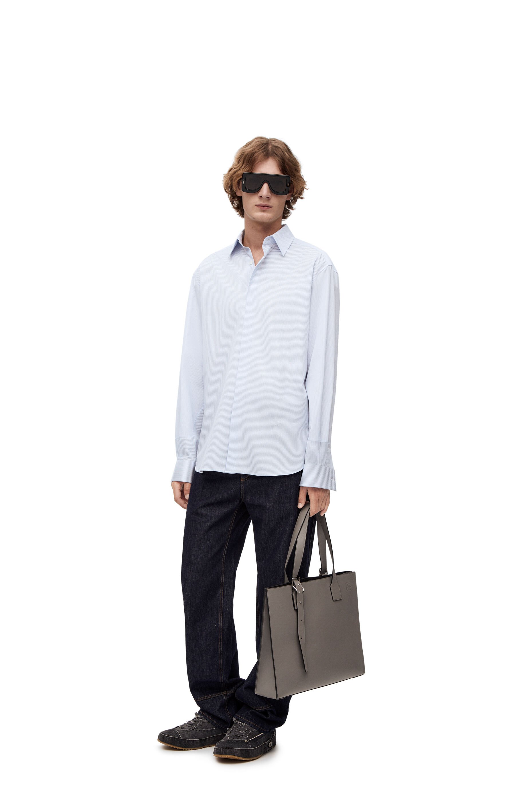Buckle Horizontal tote in classic calfskin Asphalt Grey - LOEWE
