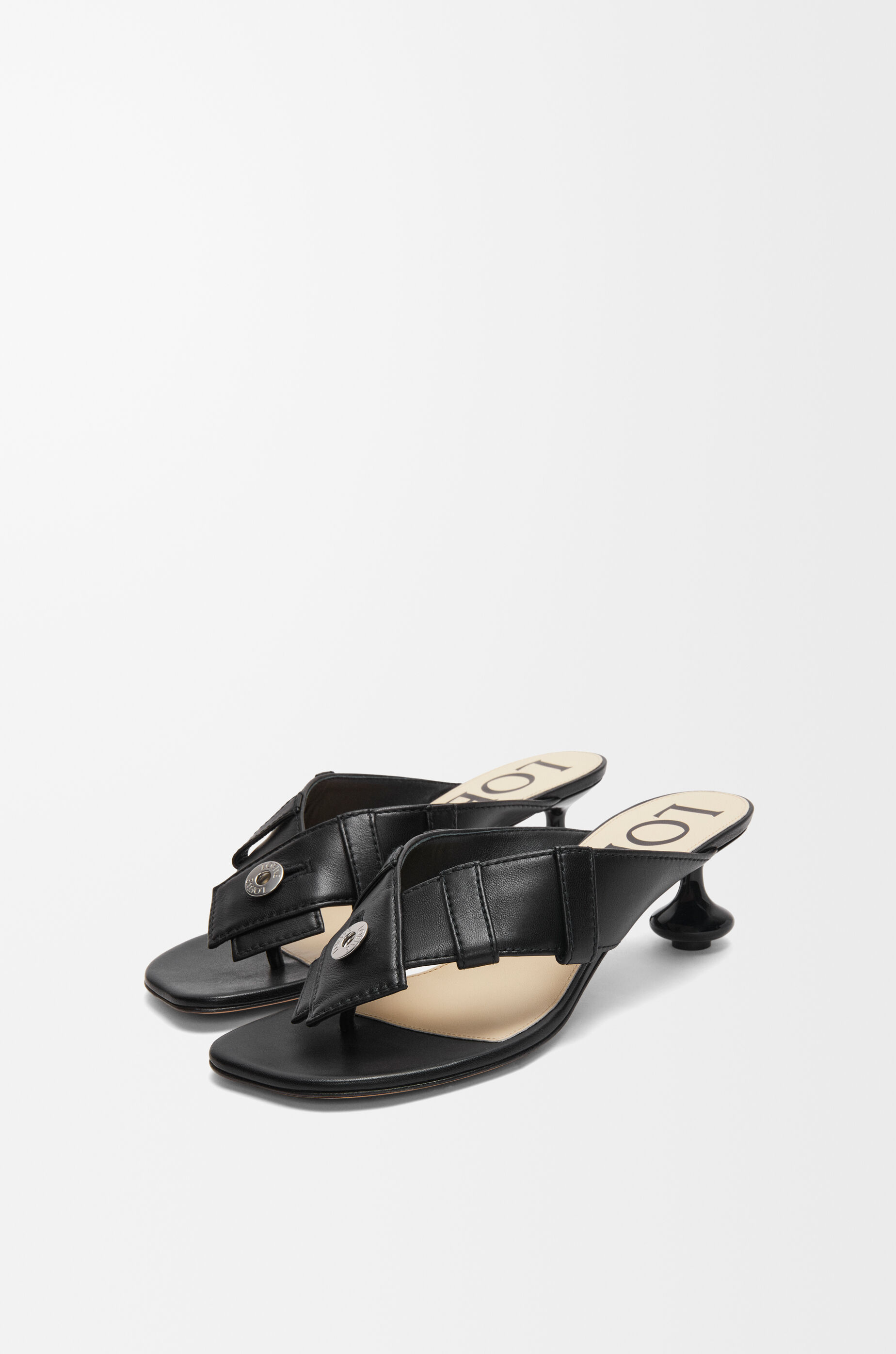 Sandalia Toy Panta de tacón en piel de cordero Negro - LOEWE