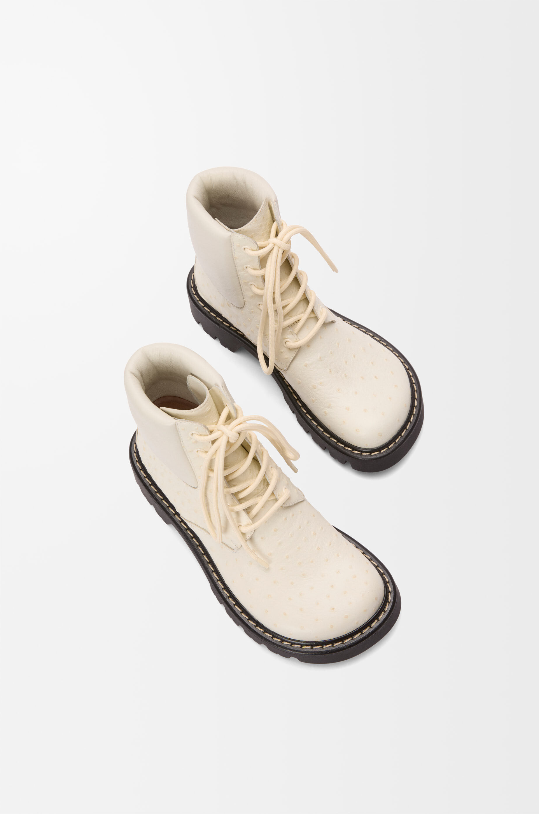 Sierra combat ankle boot in embossed calfskin Ecru - LOEWE