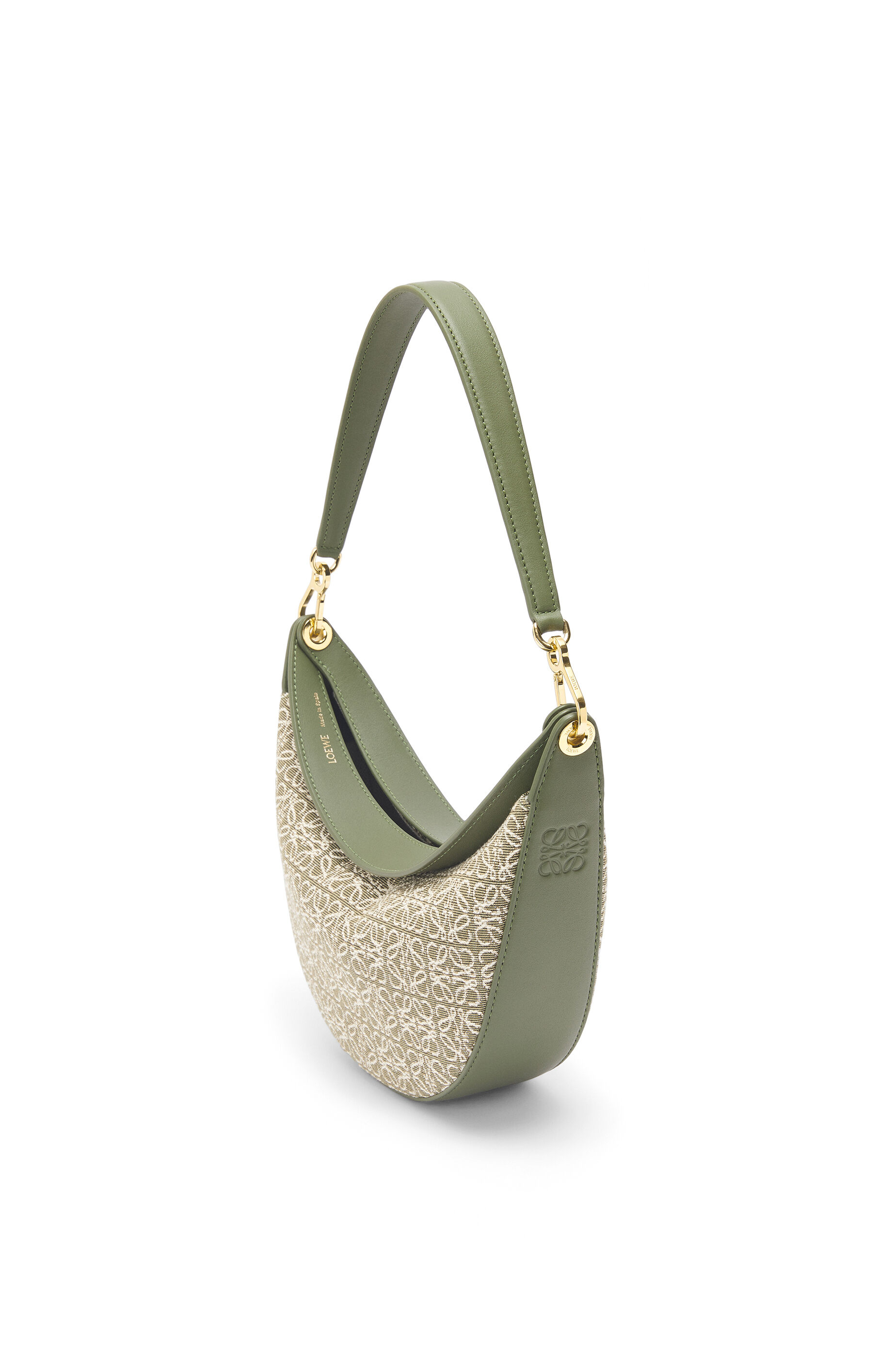 Small LOEWE Luna bag in Anagram jacquard and classic calfskin Green ...