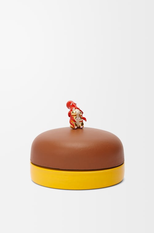 Hamster box in calfskin and ceramic Tan/Yellow - LOEWE