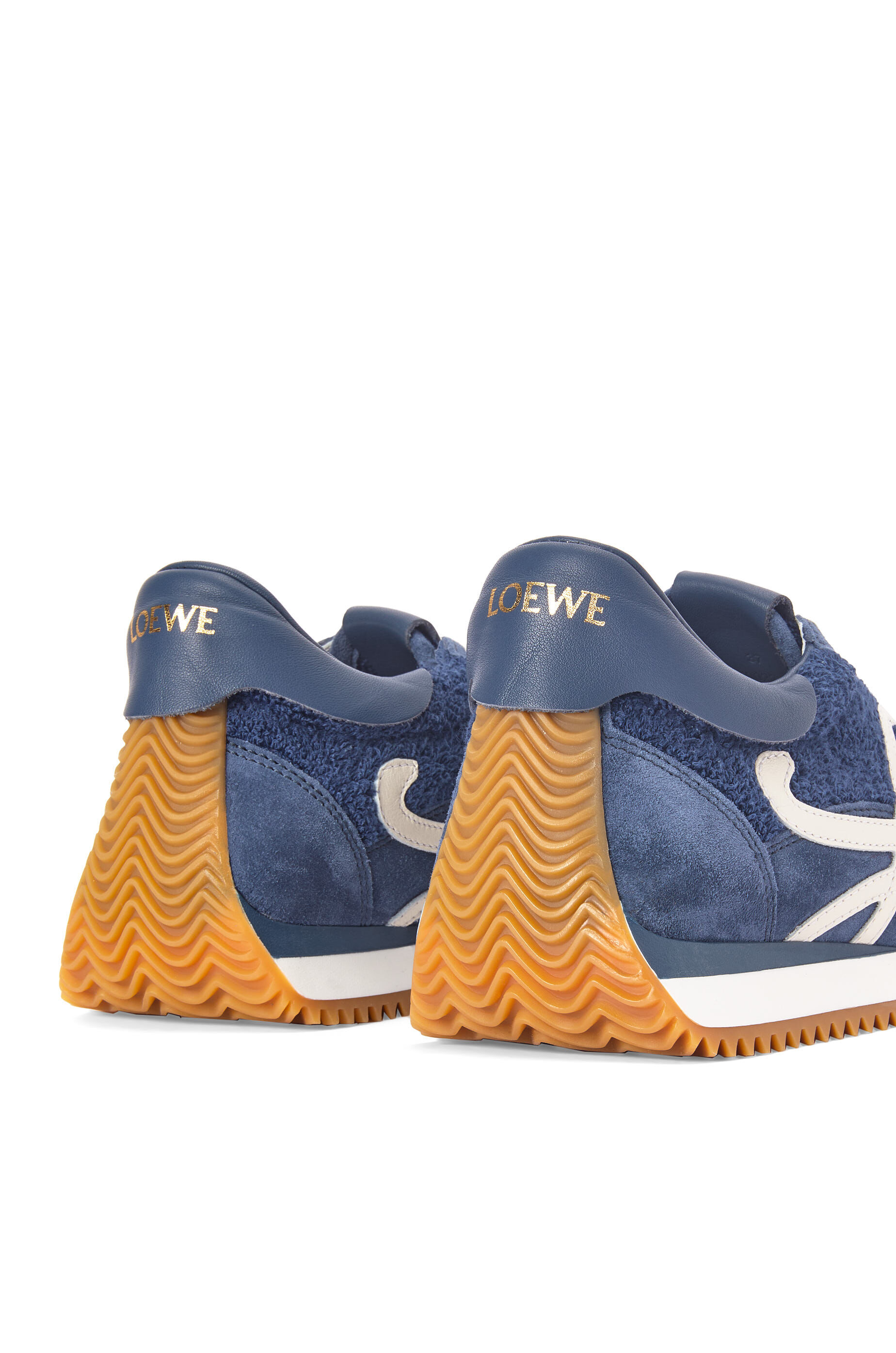 Zapatilla Flow runner en tejido de rizo y ante Azul Denim - LOEWE