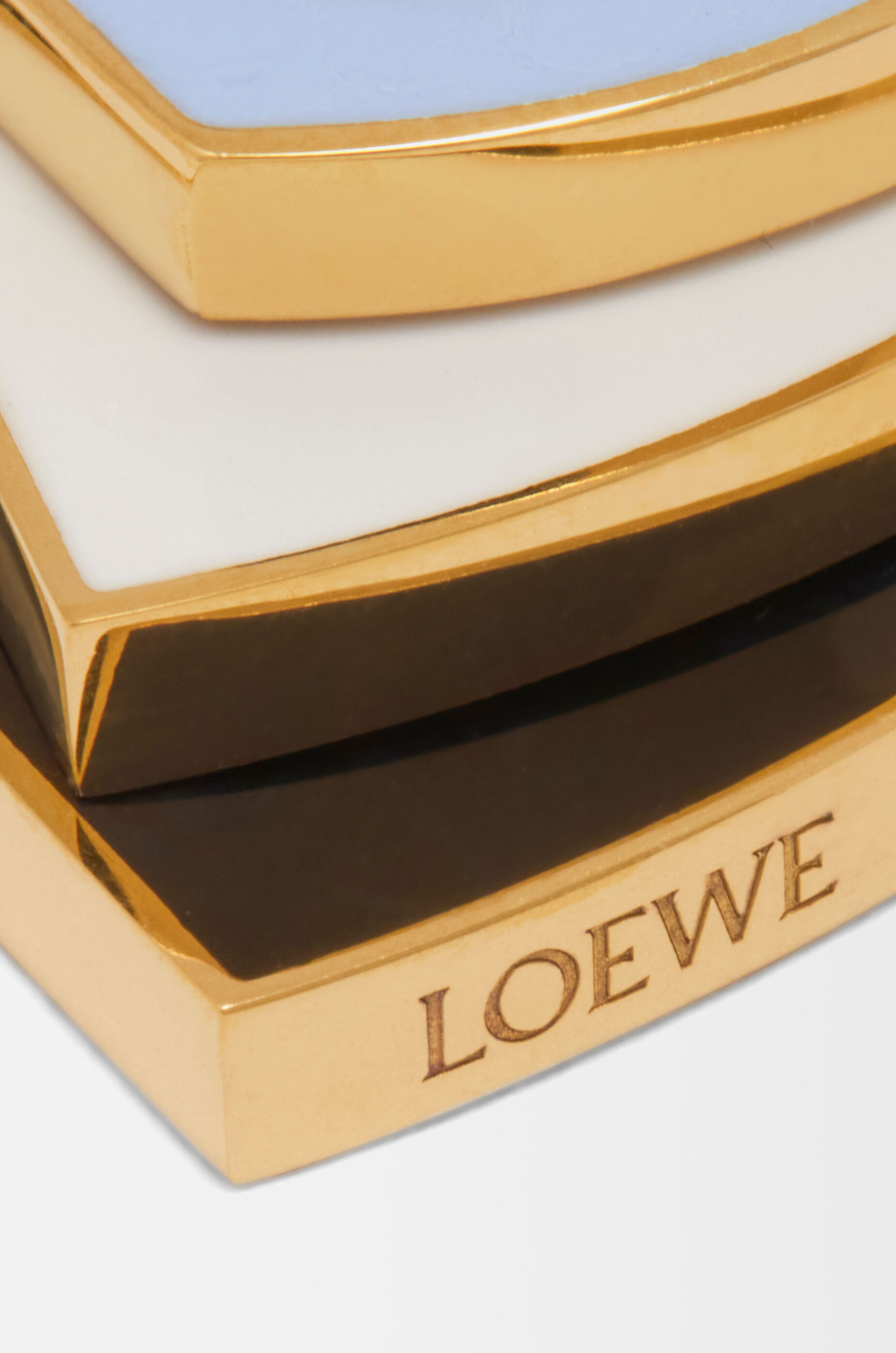 Stacked pivot ring in sterling silver and enamel Gold/White/Blue - LOEWE