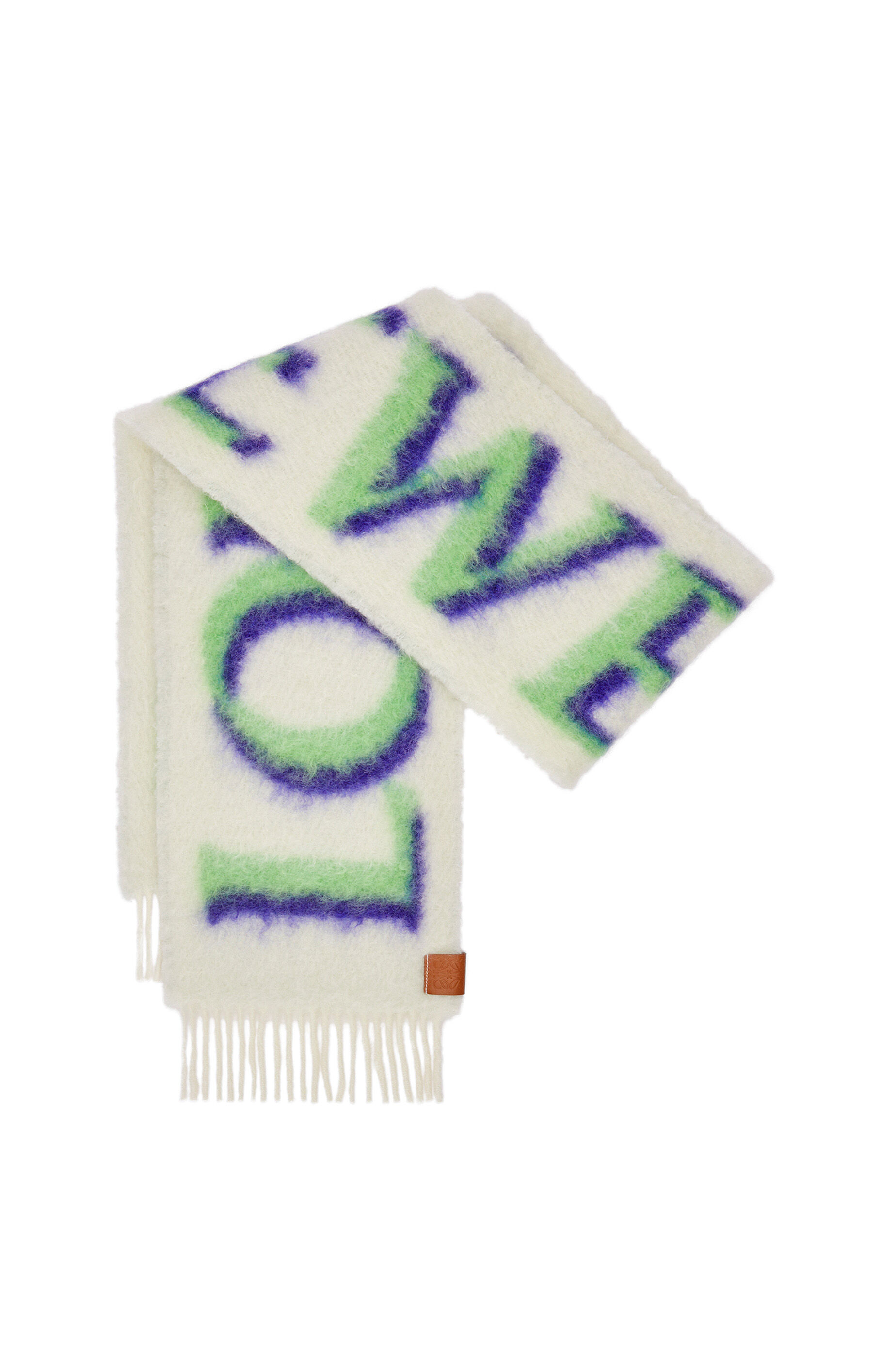 LOEWE scarf in wool and mohair White/Green - LOEWE