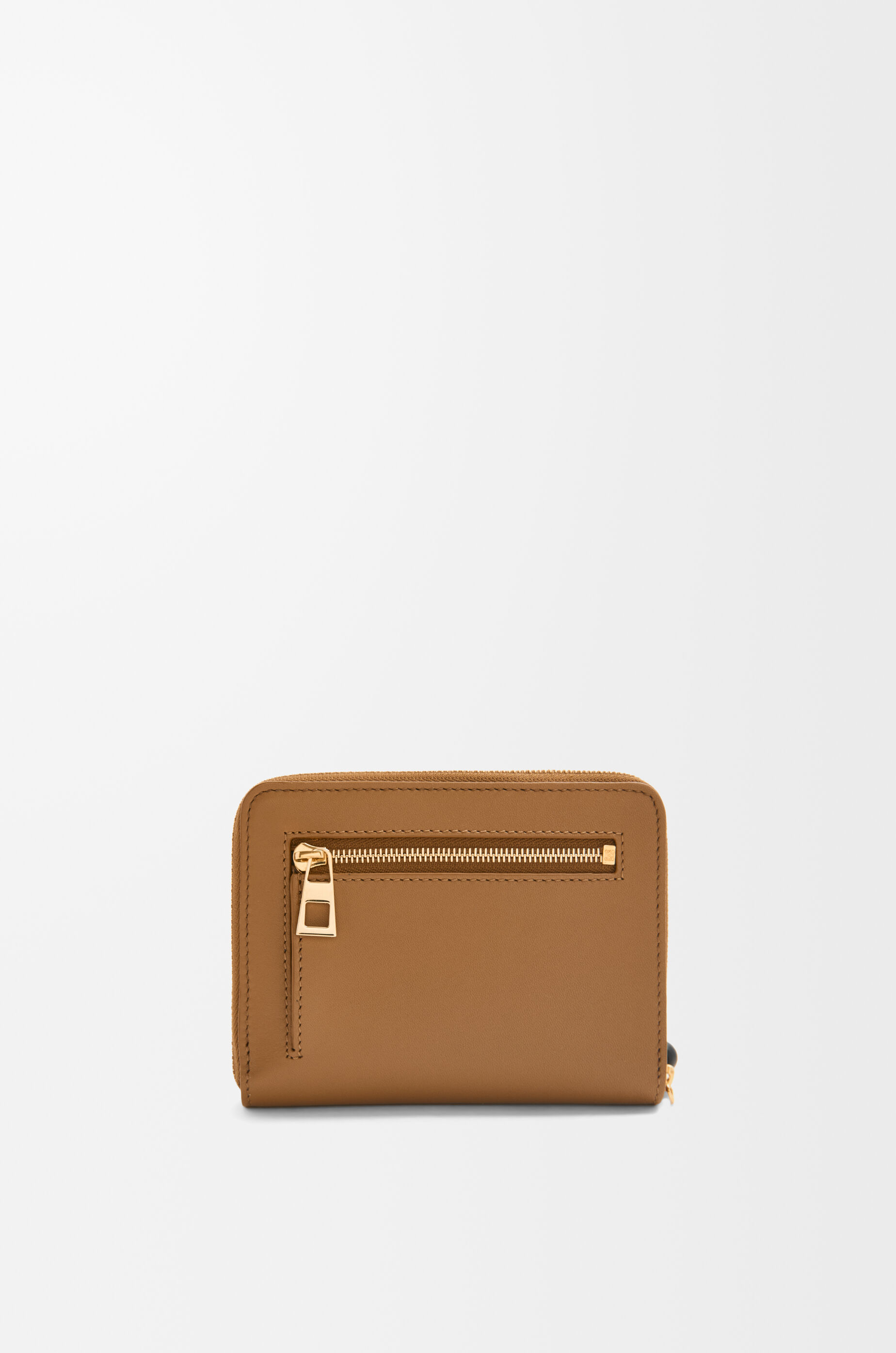 Knot compact zip wallet in shiny nappa calfskin Oak/Black - LOEWE