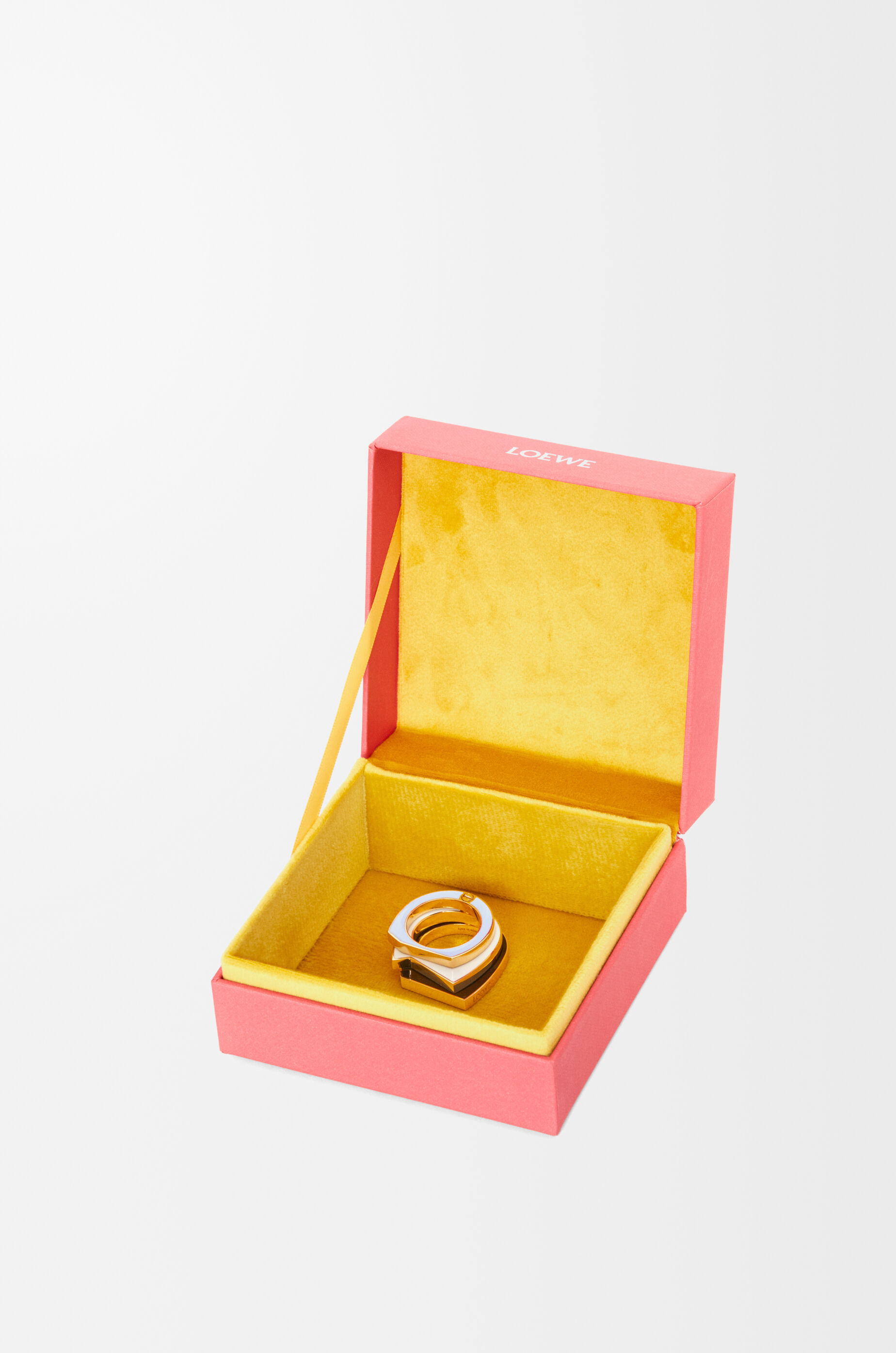 Stacked pivot ring in sterling silver and enamel Gold/White/Blue - LOEWE