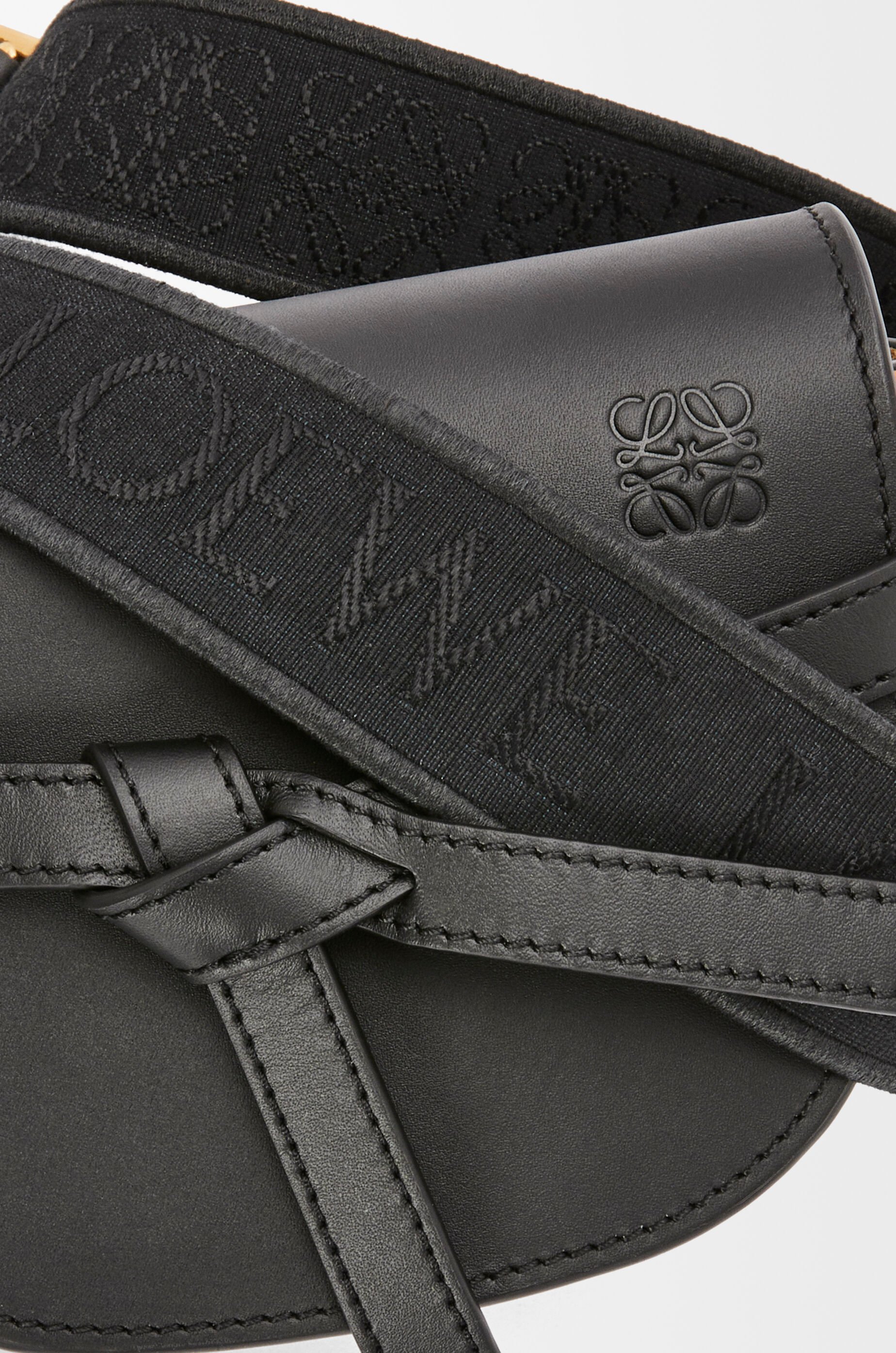 Mini Gate Dual bag in soft calfskin and jacquard Black/Warm Desert - LOEWE