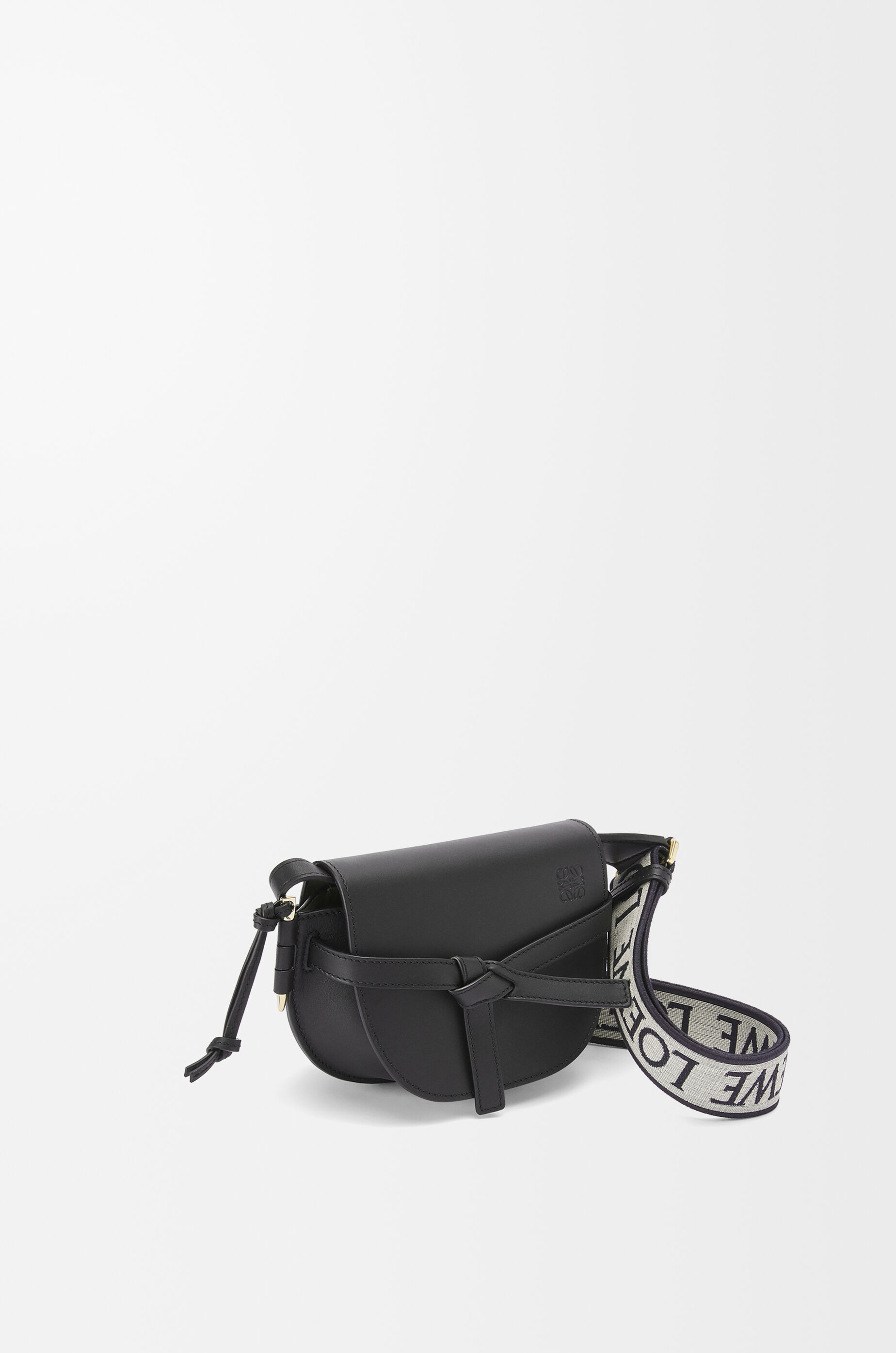 Mini Gate Dual bag in soft calfskin and jacquard Black - LOEWE