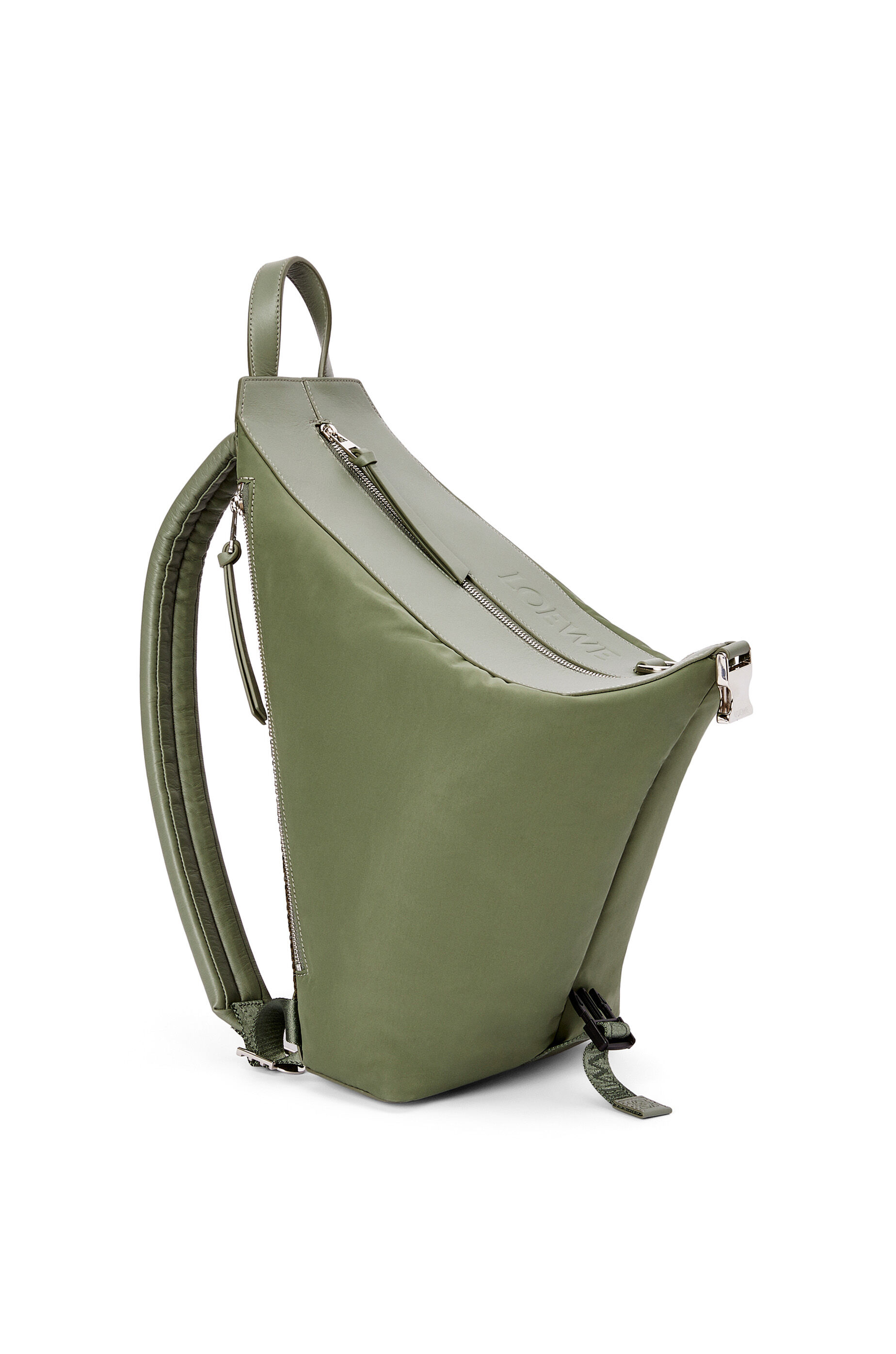 Small Convertible backpack in nylon and calfskin Khaki Green - LOEWE
