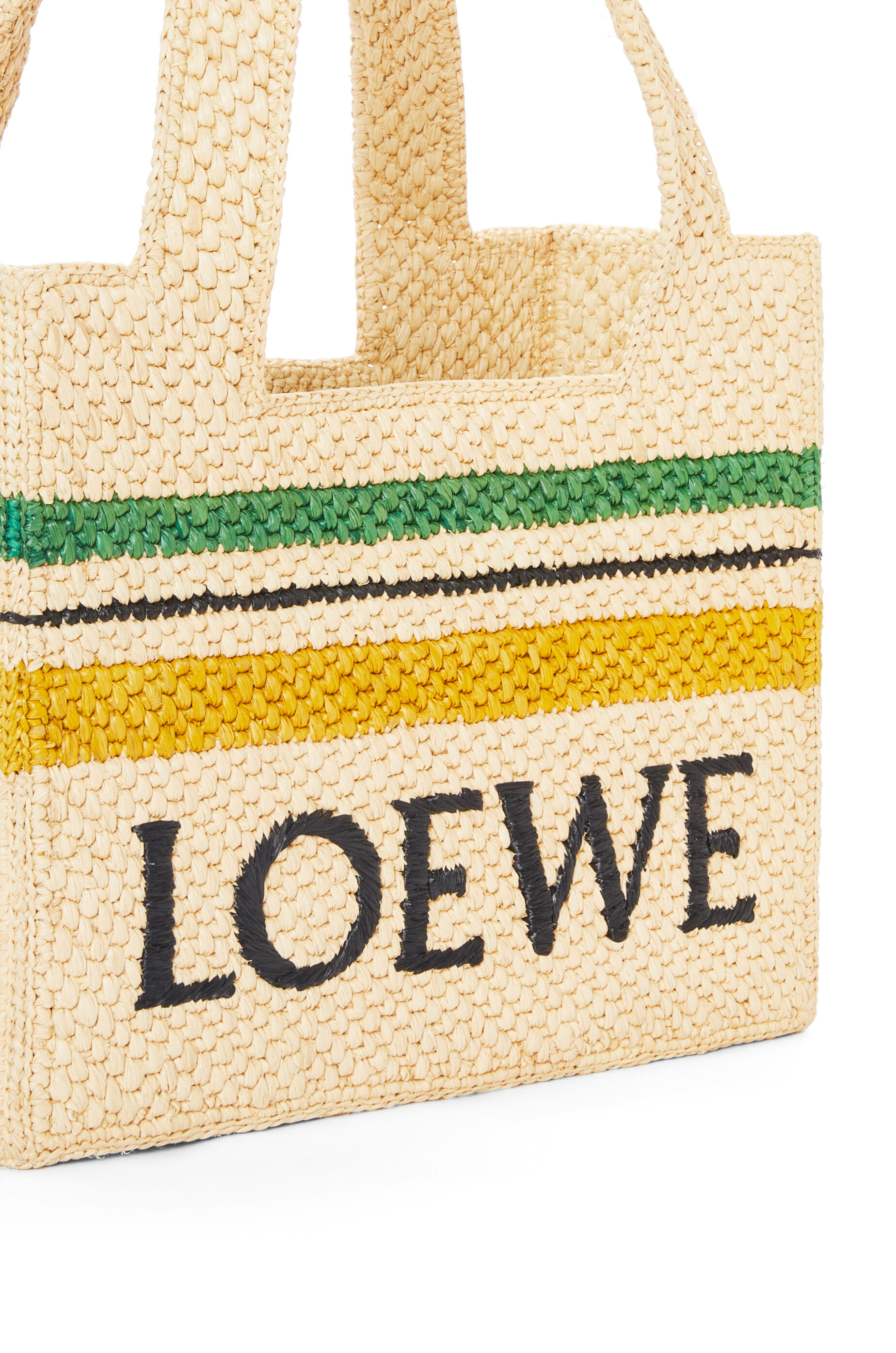 Striped LOEWE Font Tote in raffia Natural/Multicolor - LOEWE