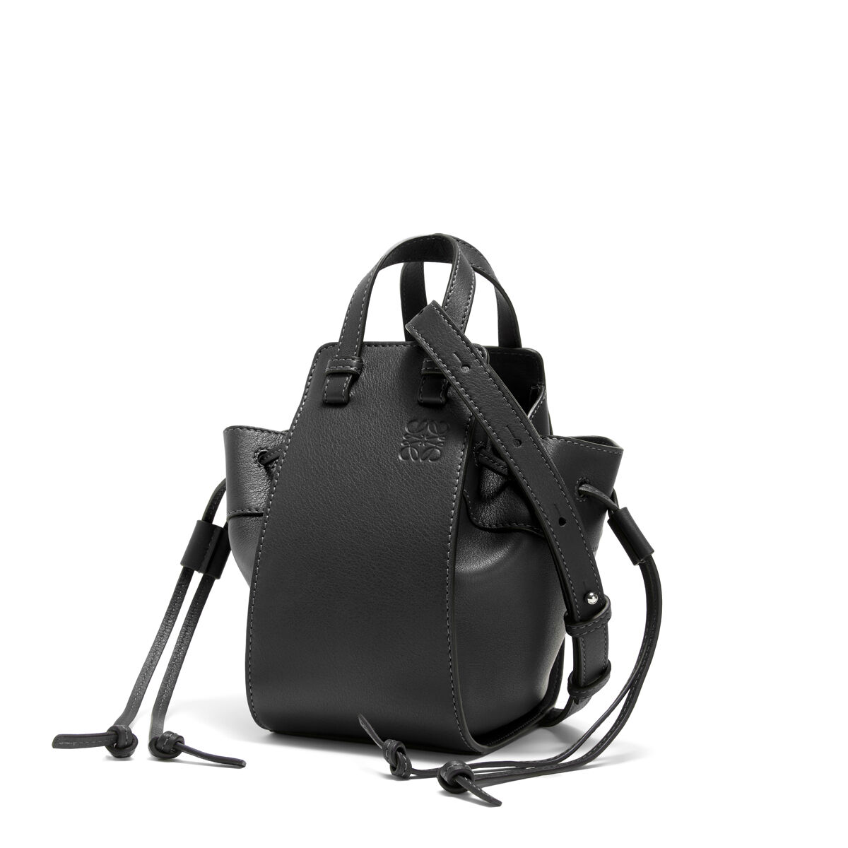 Mini Hammock Drawstring bag in nappa calfskin Black - LOEWE