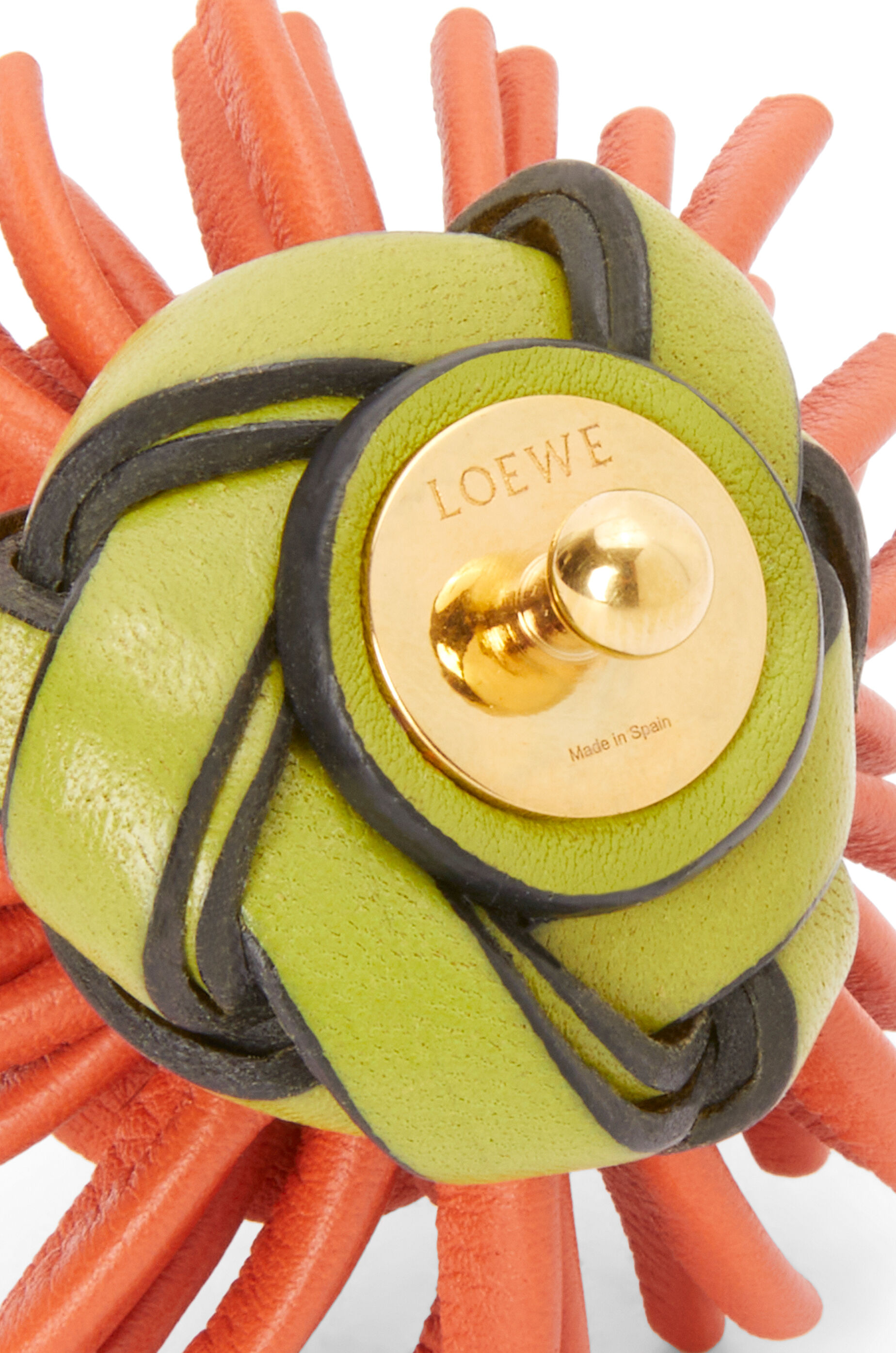 Cactus stud flower in classic calfskin Green/Coral - LOEWE