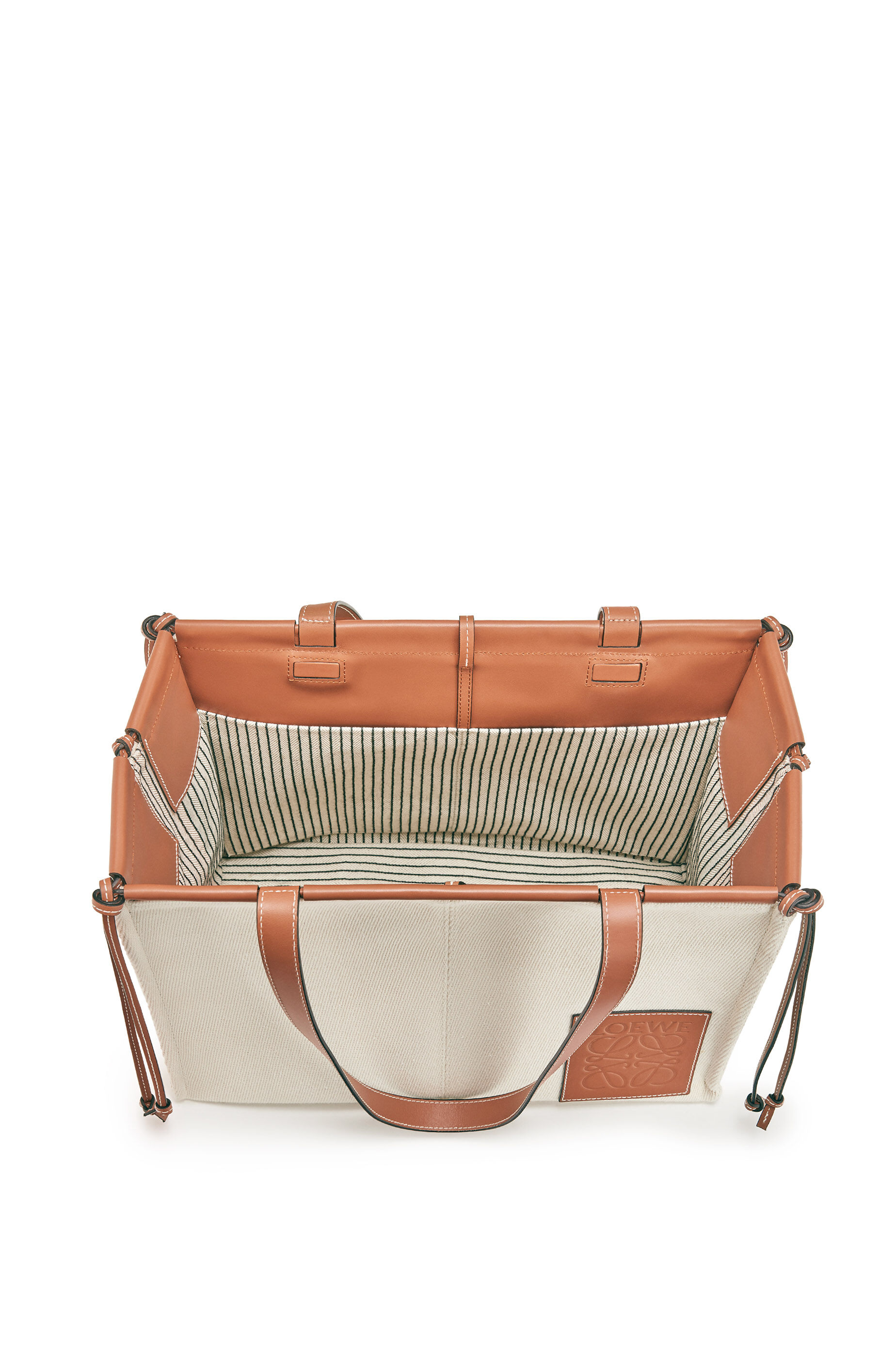 Cushion tote bag in canvas and calfskin Light Oat - LOEWE