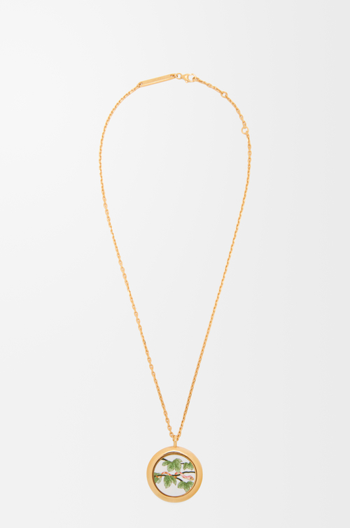Snake cloisonné necklace in sterling silver Gold/Green - LOEWE