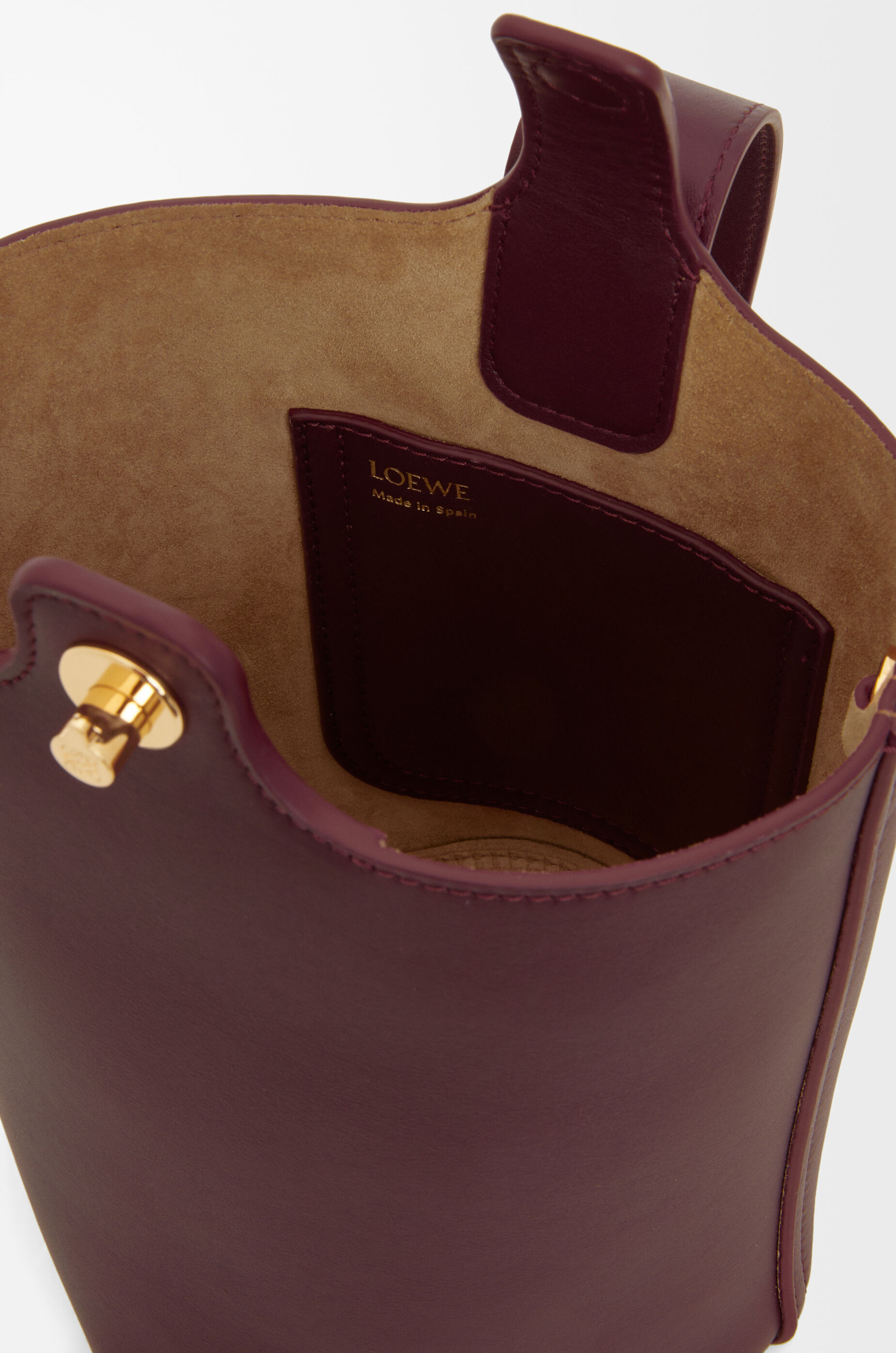 Mini Pebble bucket in smooth calfskin Dark Burgundy - LOEWE