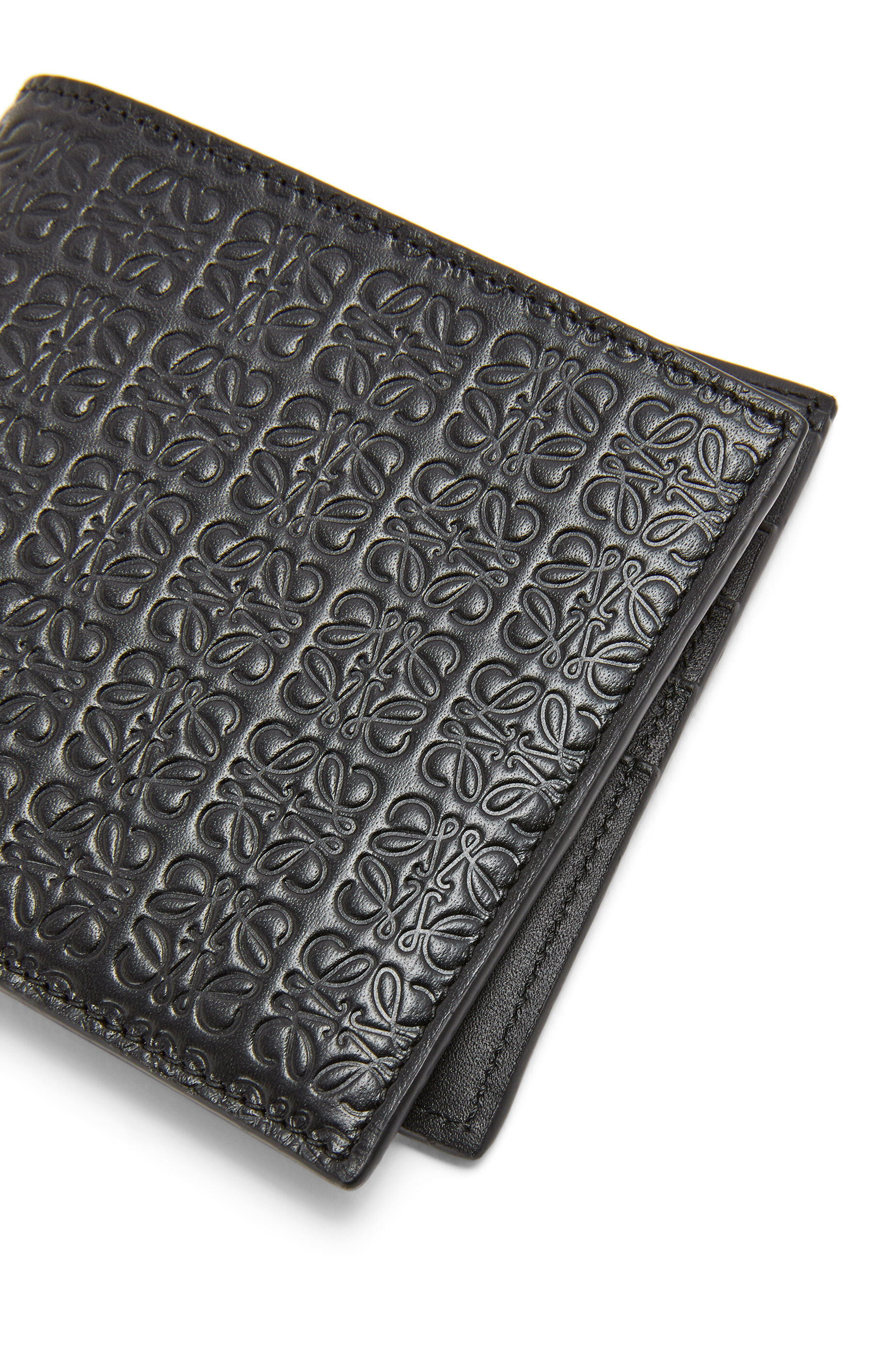 Repeat bifold wallet in embossed silk calfskin Black - LOEWE
