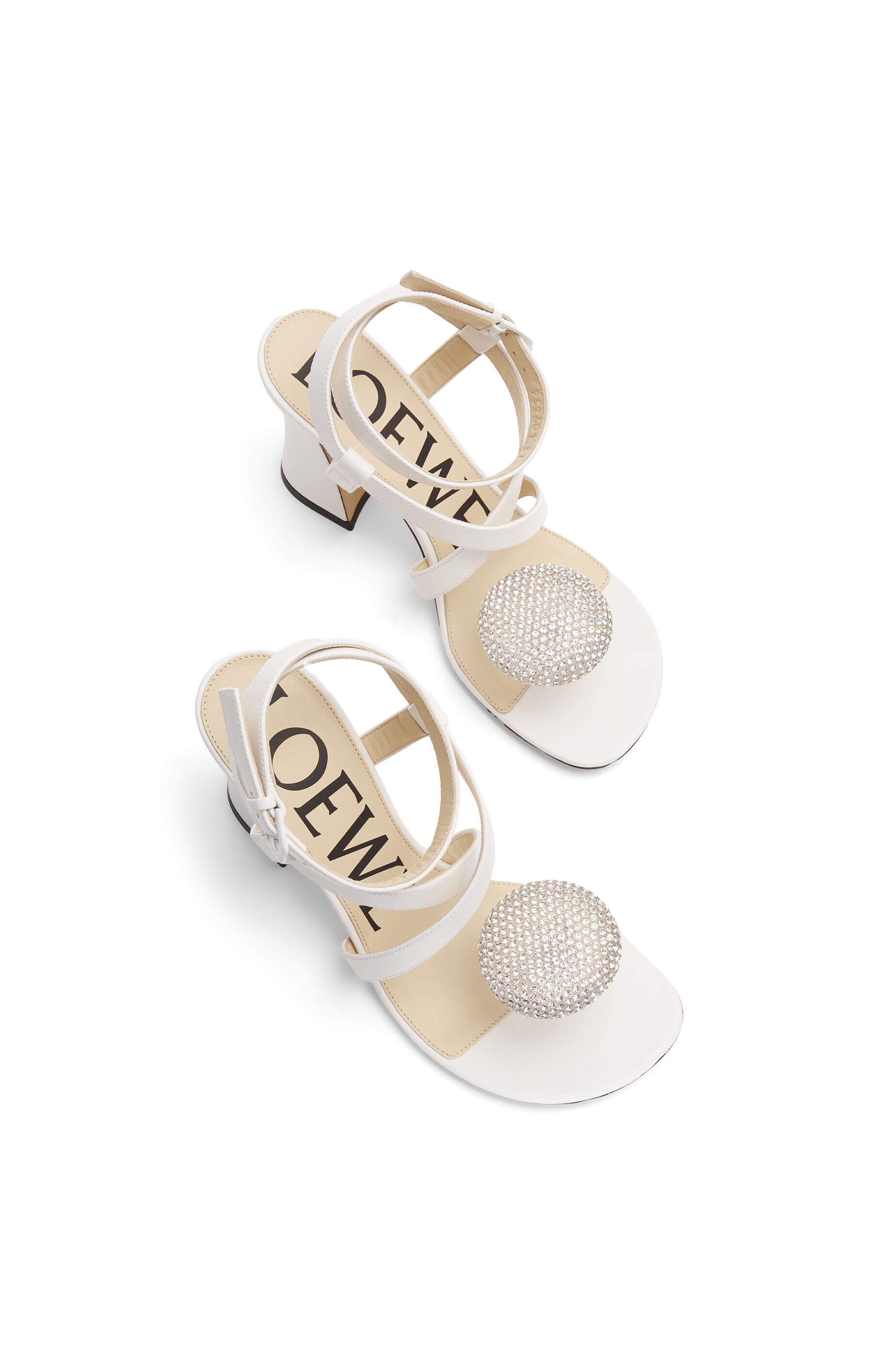 Calle Pebble sandal in lambskin and rhinestones Almost Optic - LOEWE