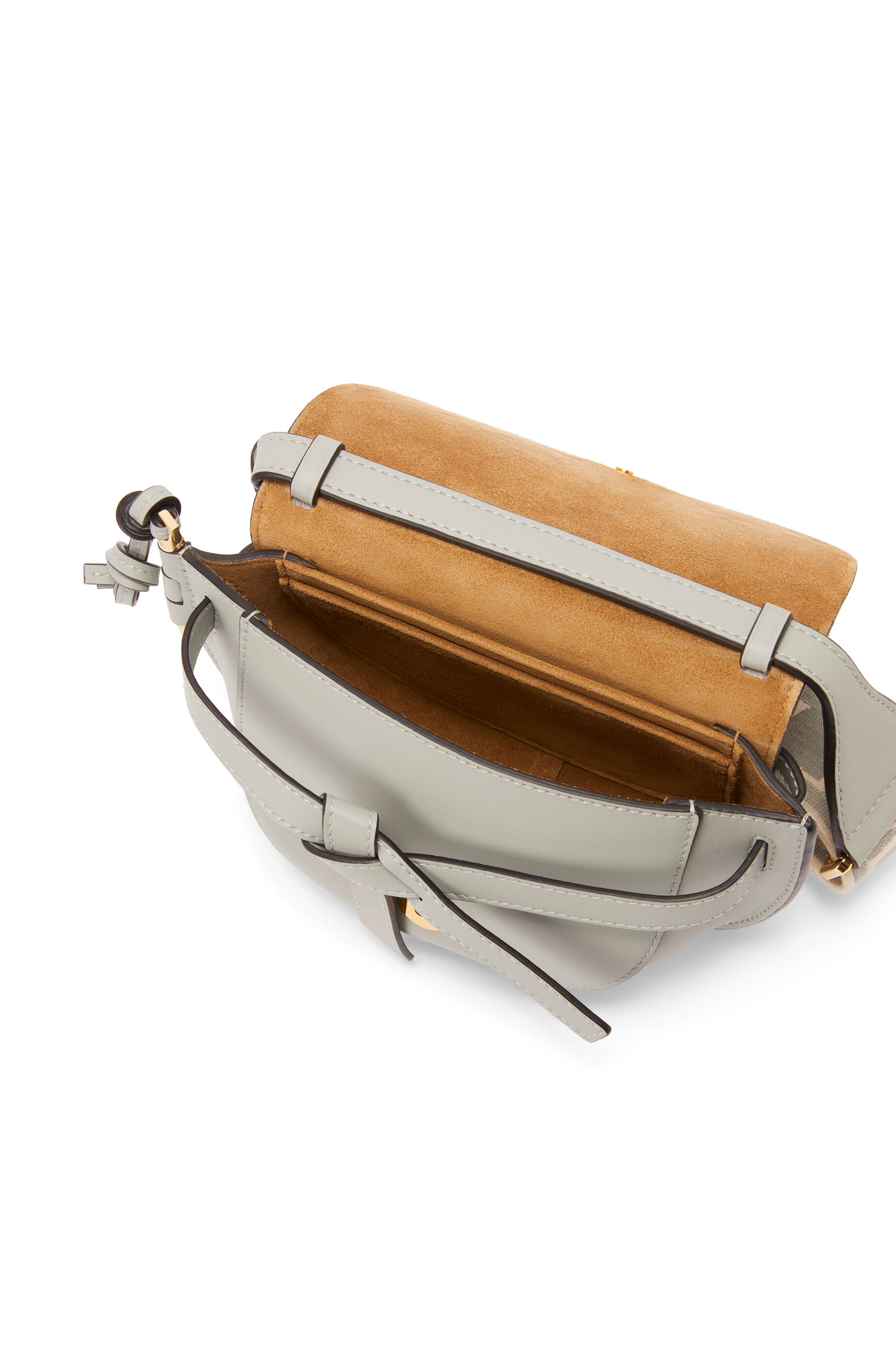 Mini Gate Dual bag in soft calfskin and jacquard Ash Grey - LOEWE