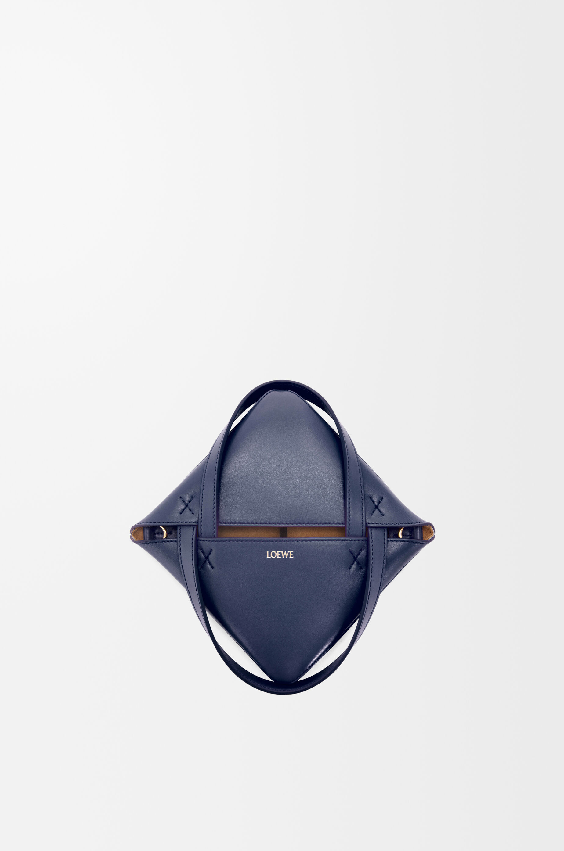 Mini Puzzle Fold tote in shiny calfskin Abyss Blue - LOEWE