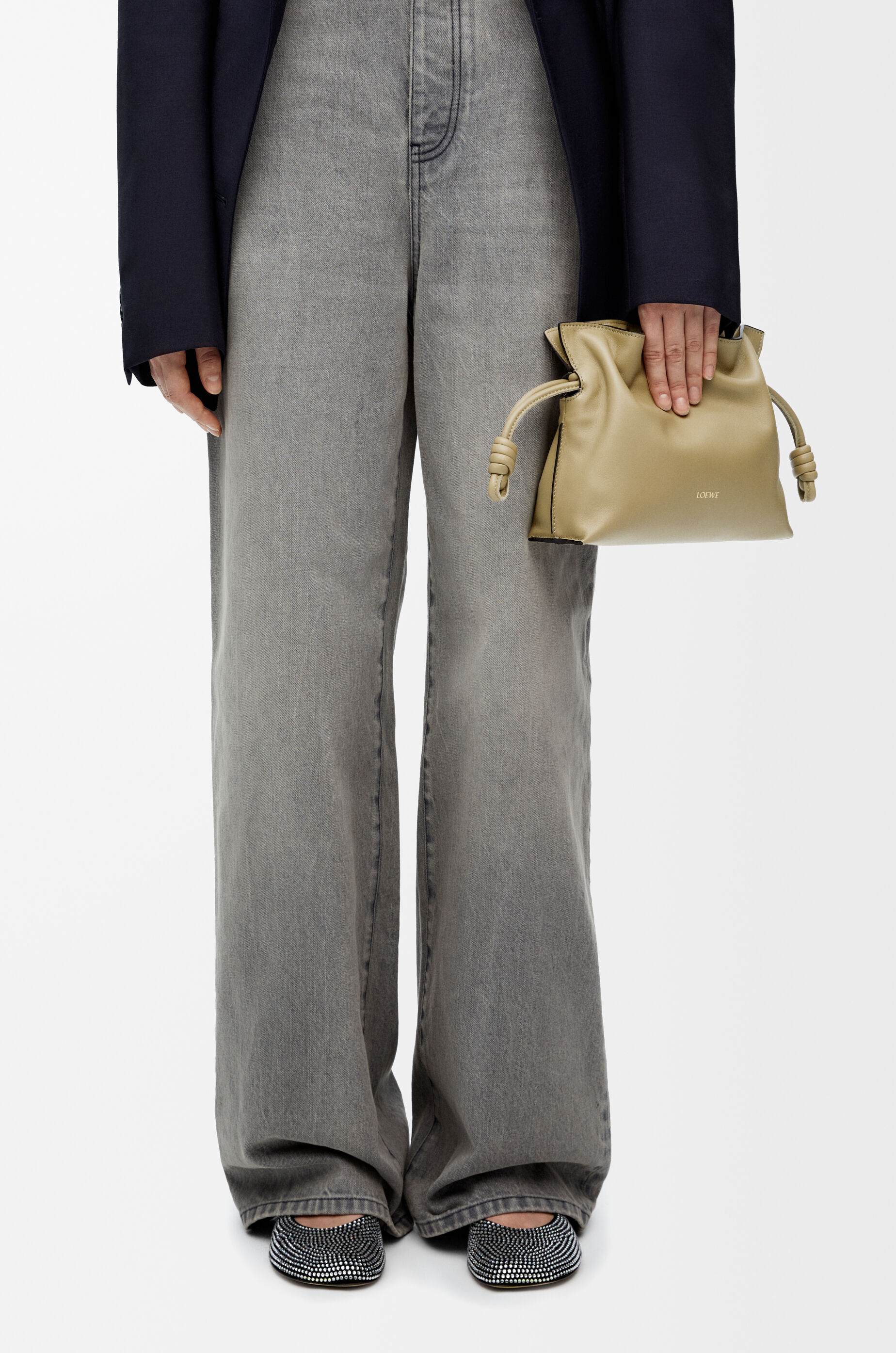 Mini Flamenco clutch in nappa calfskin Clay Green - LOEWE