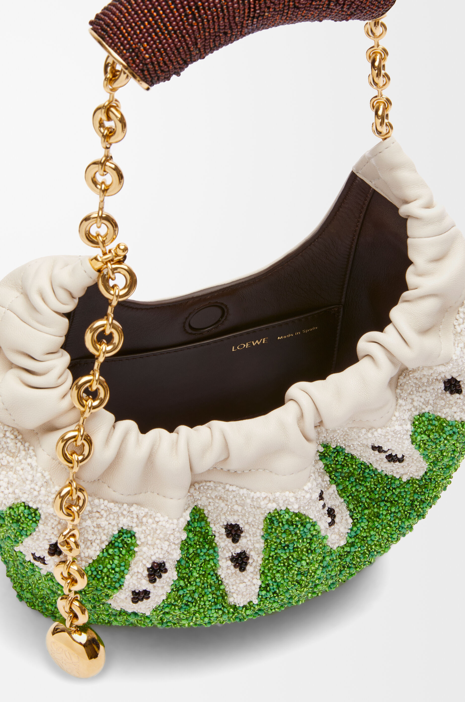 Mini Squeeze bag in beaded leather Green - LOEWE