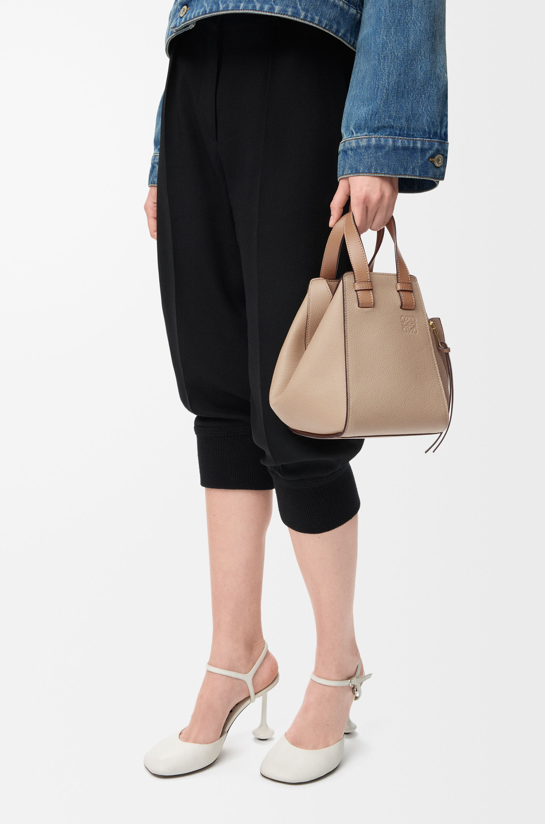 Compact Hammock bag in soft grained calfskin Sand - LOEWE