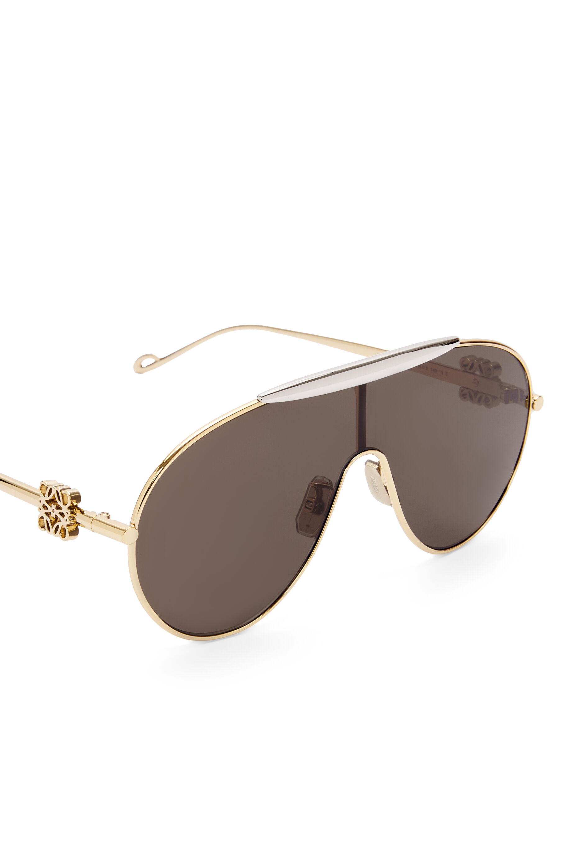 Spoiler aviator mask glasses in metal Gold/Silver/Brown - LOEWE