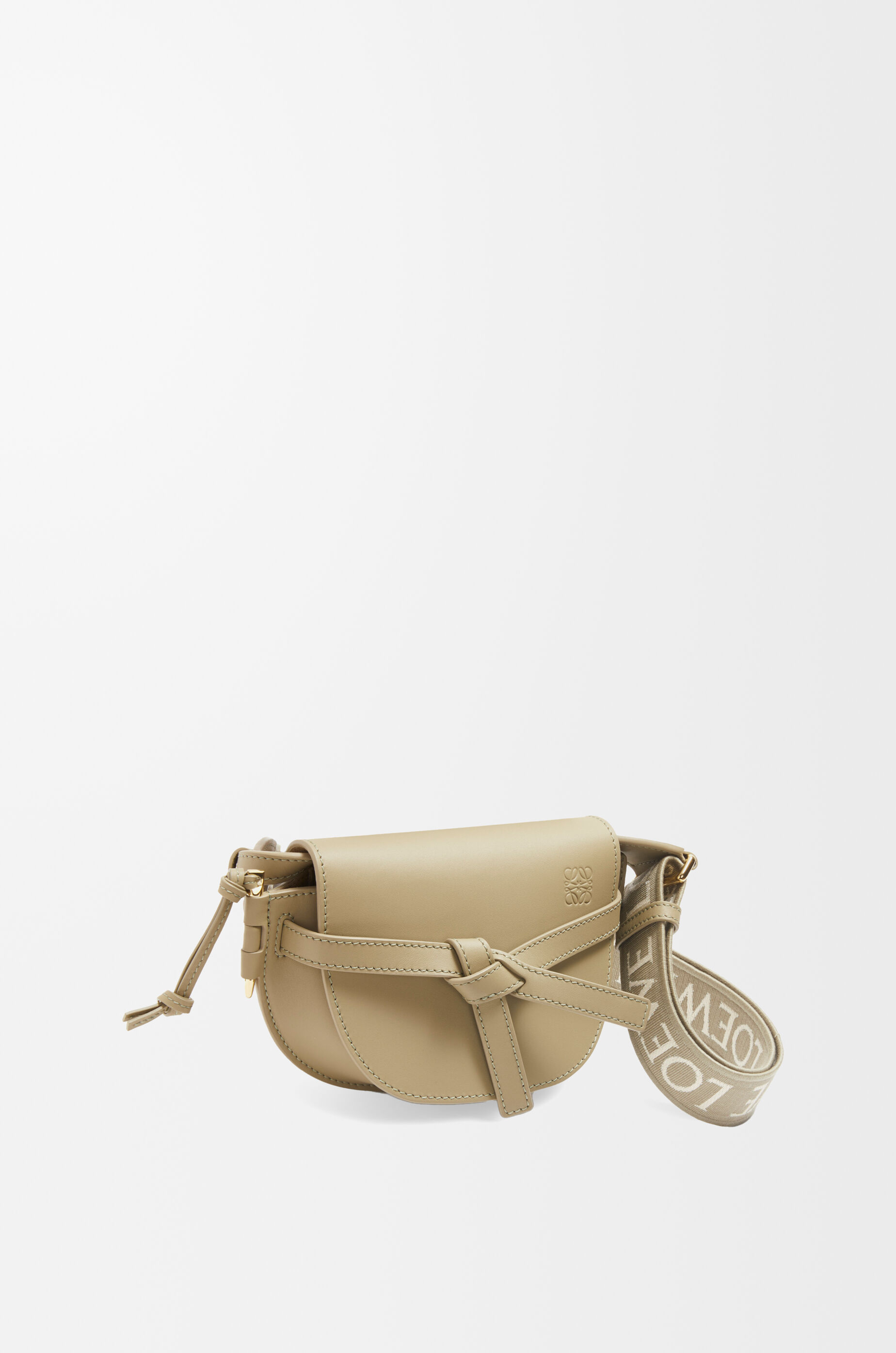 Mini Gate Dual bag in soft calfskin and jacquard Clay Green - LOEWE