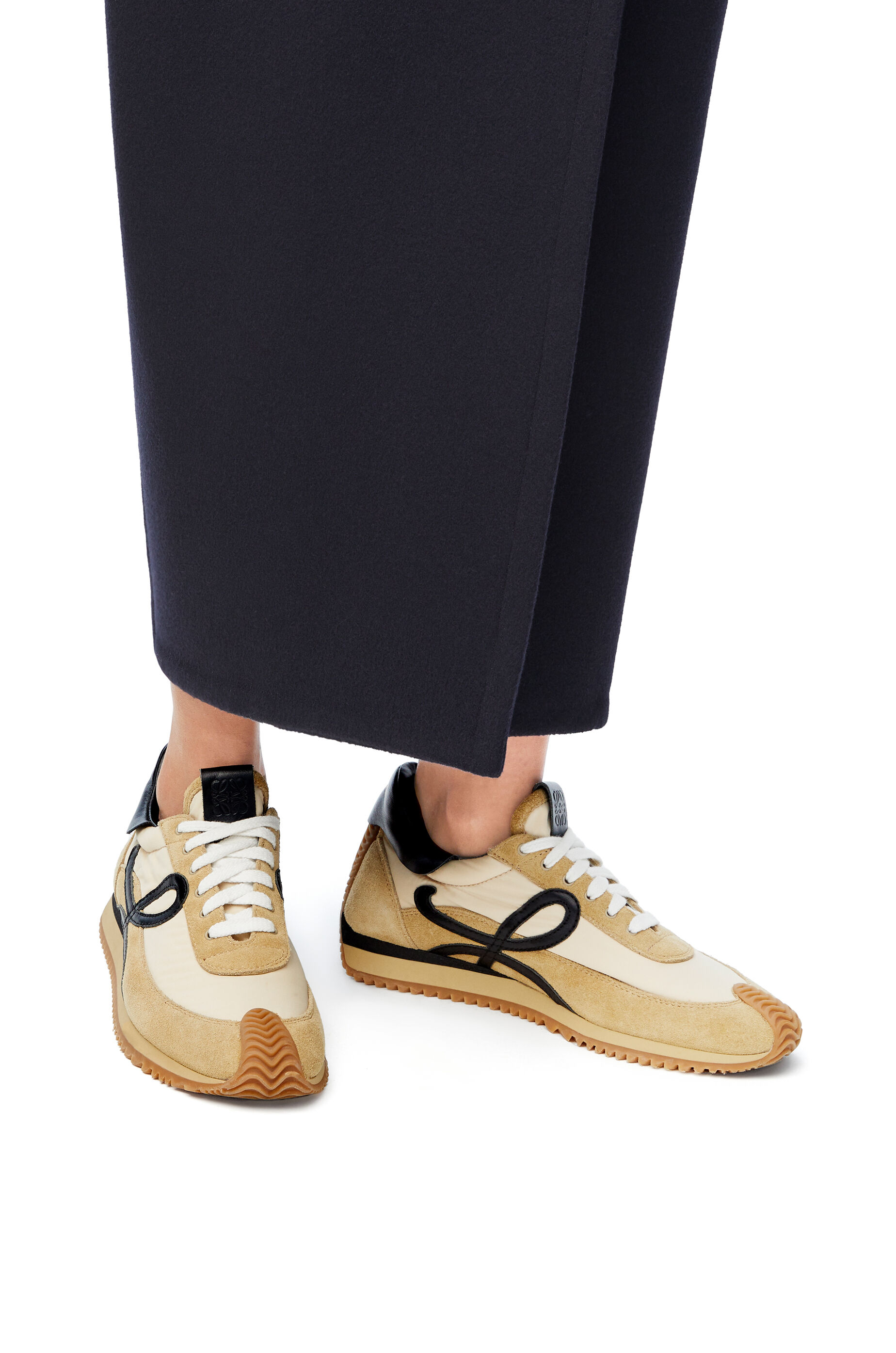 Flow Runner in nylon and suede Gold/Black - LOEWE