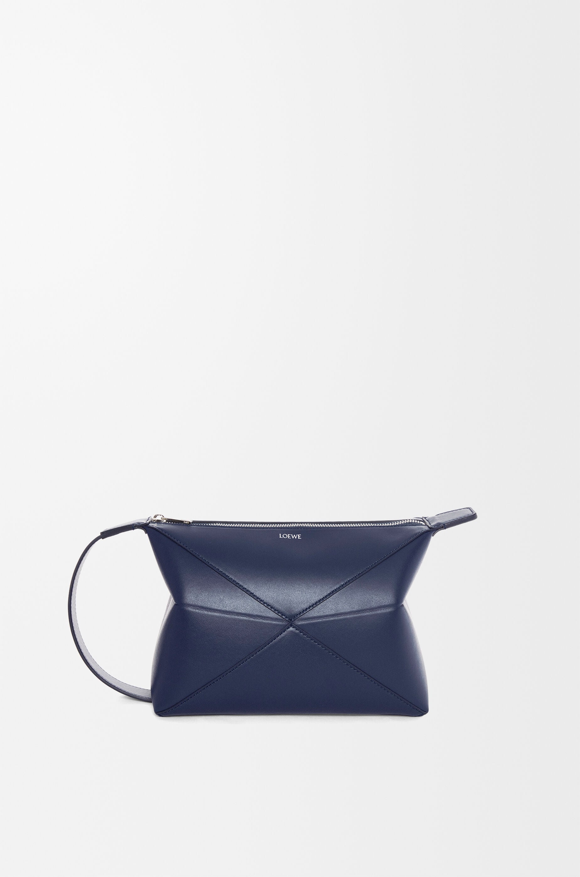 Puzzle Fold wash bag in shiny calfskin Abyss Blue - LOEWE
