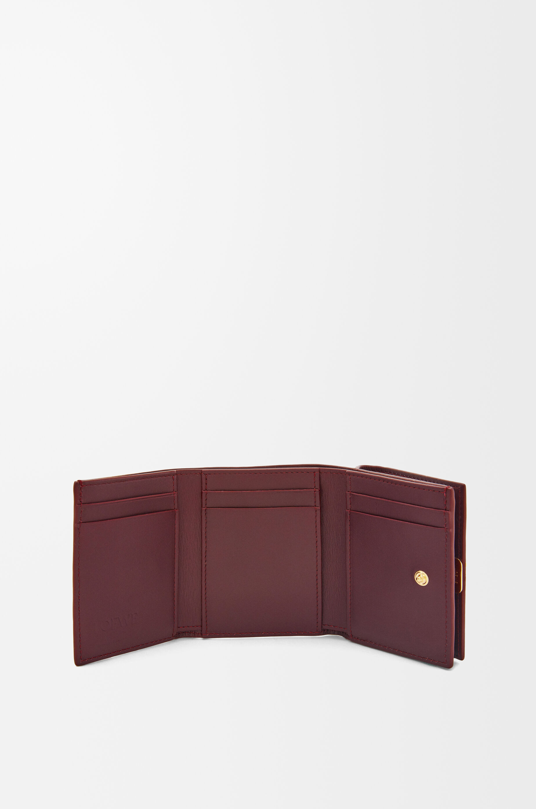 Puffer Anagram trifold wallet in shiny nappa calfskin Dark Burgundy - LOEWE