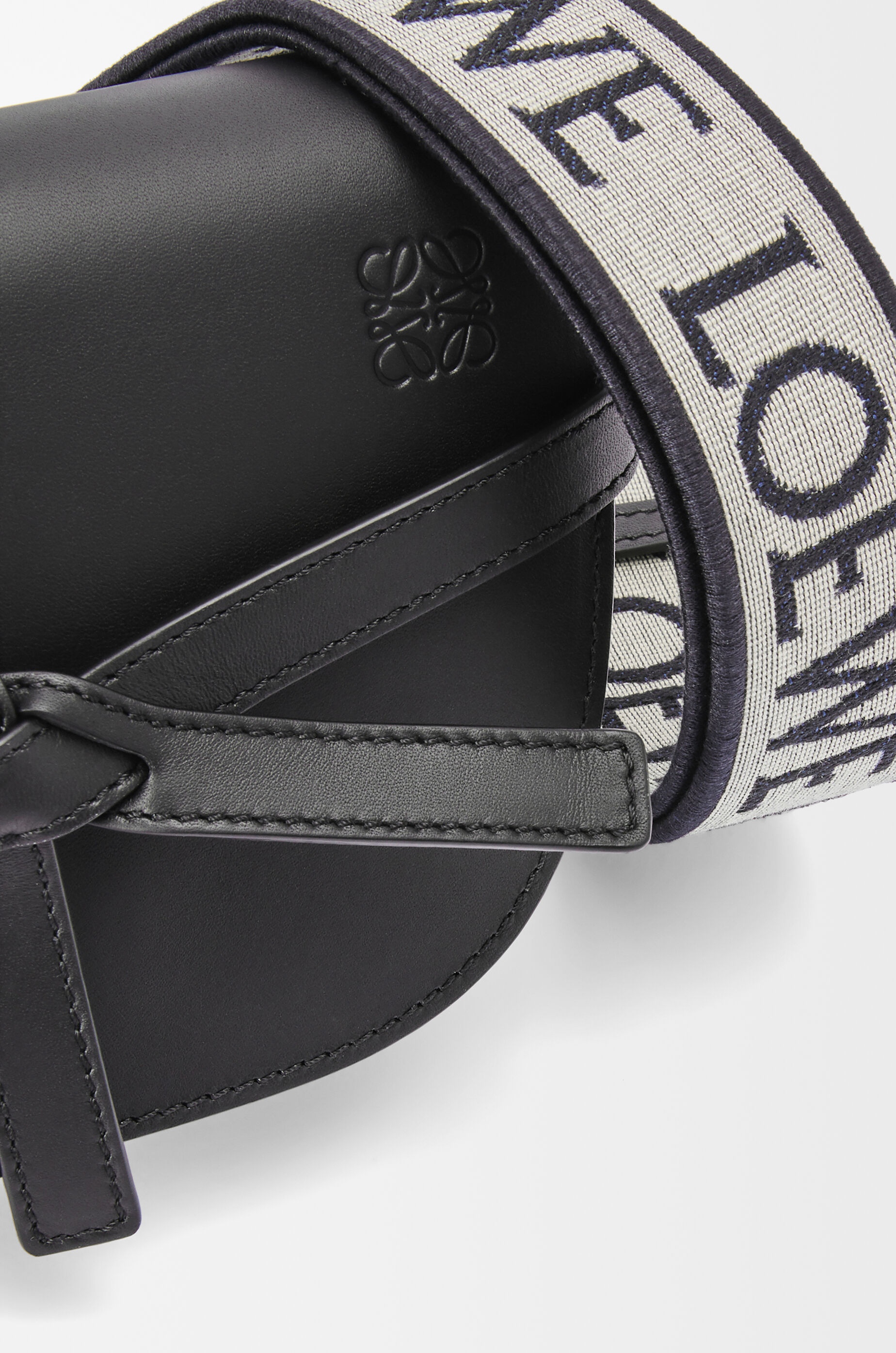 Mini Gate Dual bag in soft calfskin and jacquard Black - LOEWE
