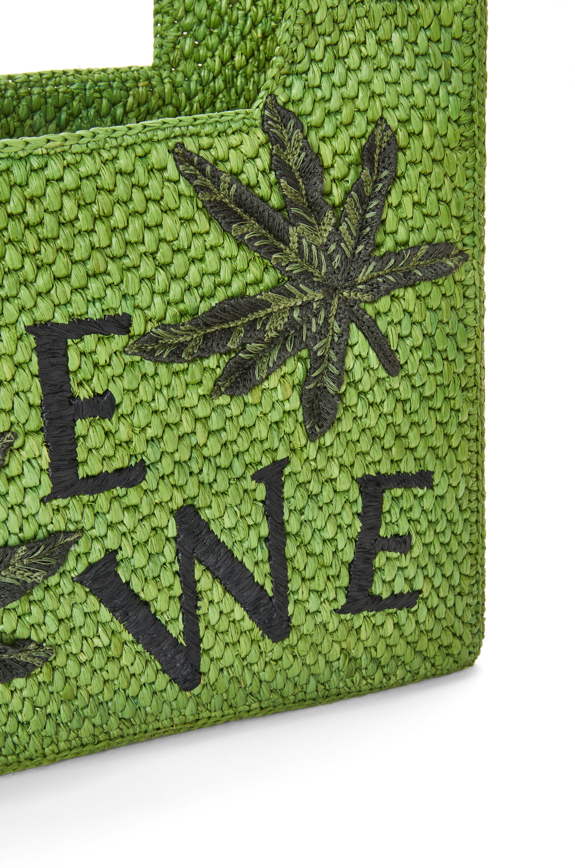 Leaf LOEWE Font Tote in raffia Green - LOEWE
