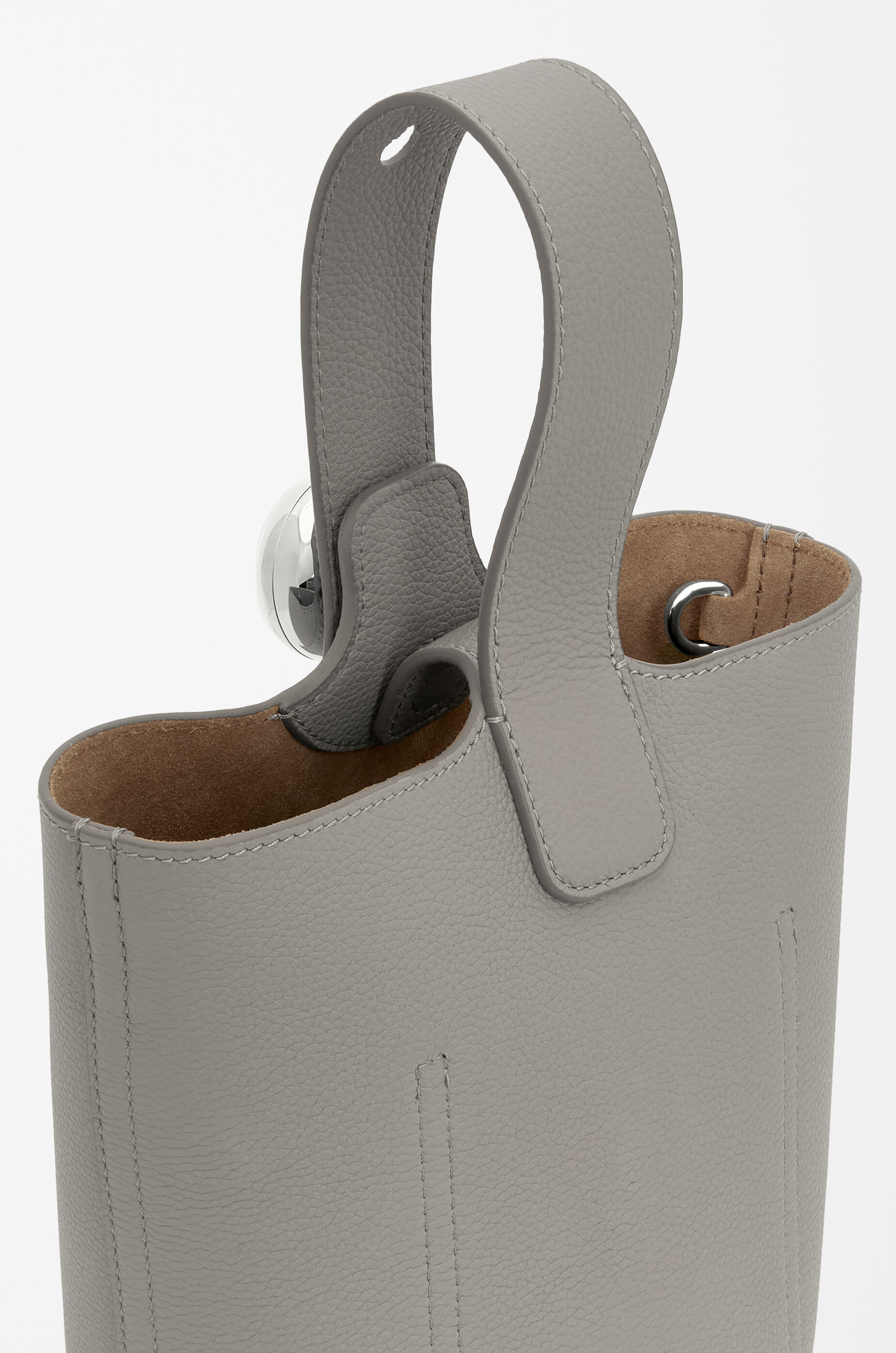 Mini Pebble Bucket bag in soft grained calfskin Pearl Grey - LOEWE
